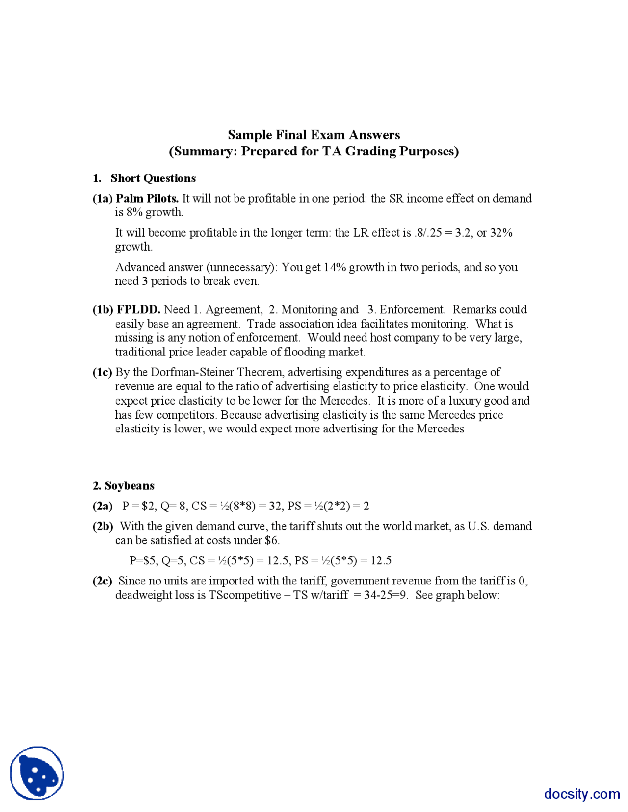 Final Exam Sample Part 1-Marketing-Exam Paper Solution | Exams ...