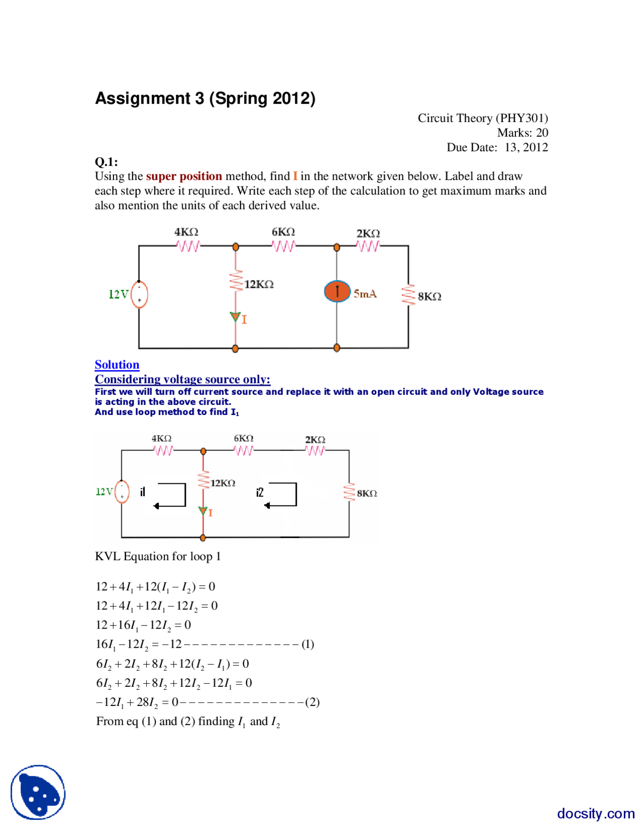Equivalent Resistance Part 2 Physics Assignment Solution Docsity