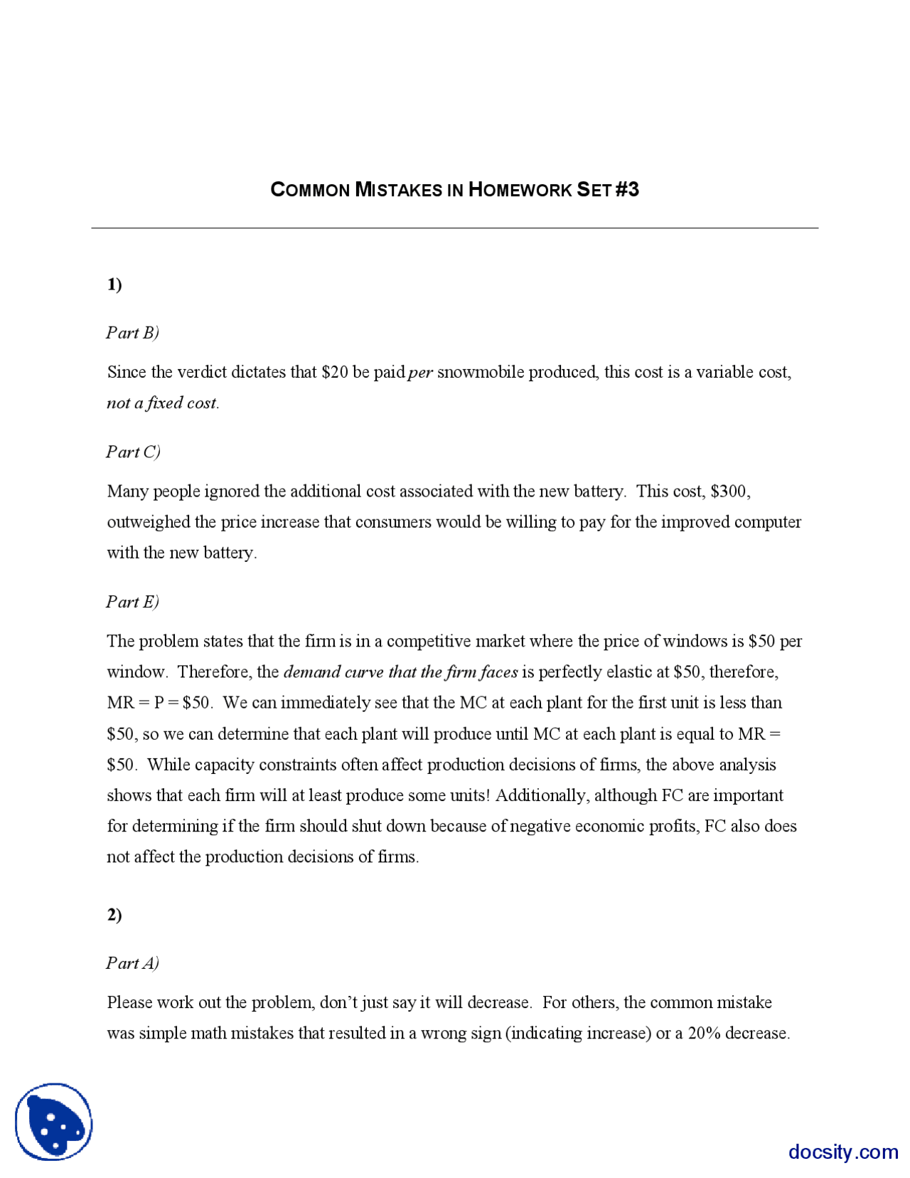 Common Mistakes Part 2 Marketing Assignment Solution Docsity