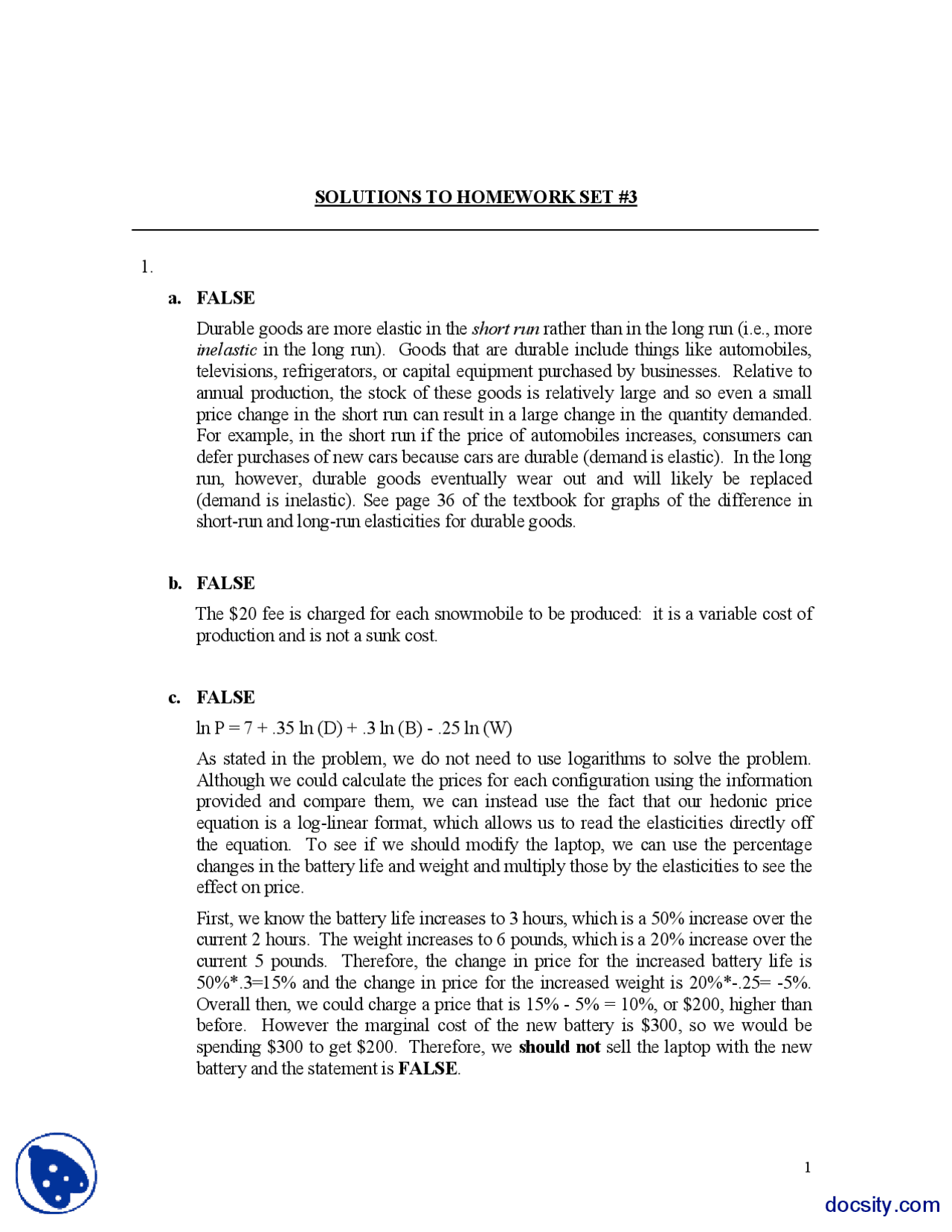 Solution to Home Work Problems (True False) Part 2-Marketing Techniques-Assignment Solution ...