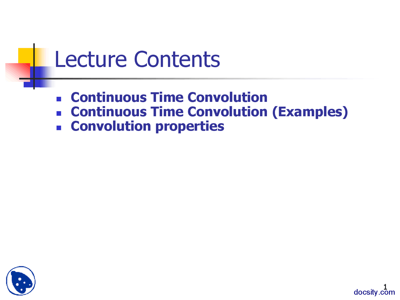 Convolution Properties Signals And Systems Lecture Handout Docsity