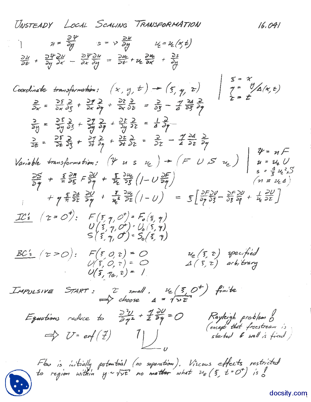 Local Scaling Basic Fluids Dynamics Lecture Handout Docsity