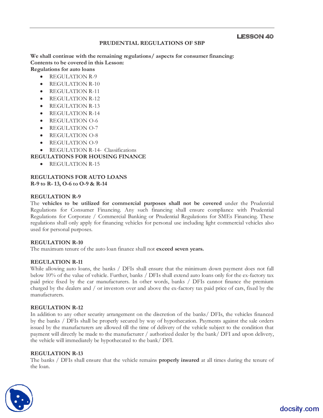 Lesson 40 Prudential Regulations Of SBP-Banking and Finance-Handout ...