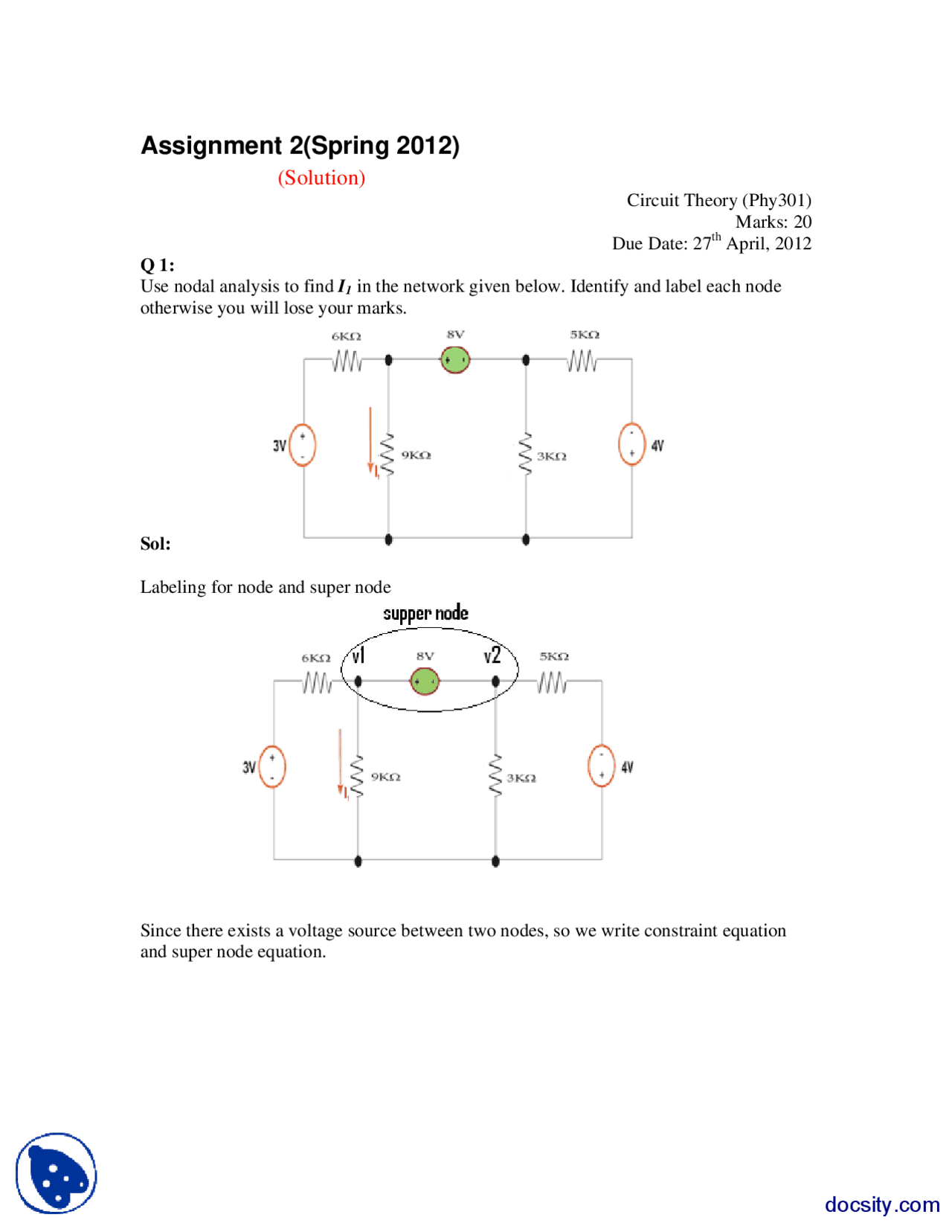 Equivalent Resistance Part 1 Physics Assignment Solution Docsity