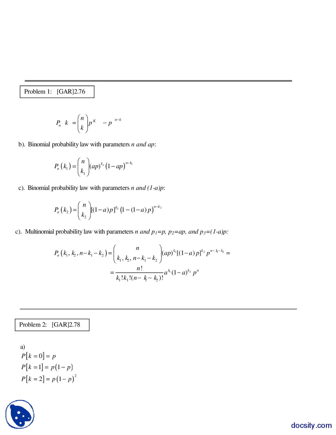Combinations-Probability-Assignment Solution - Docsity