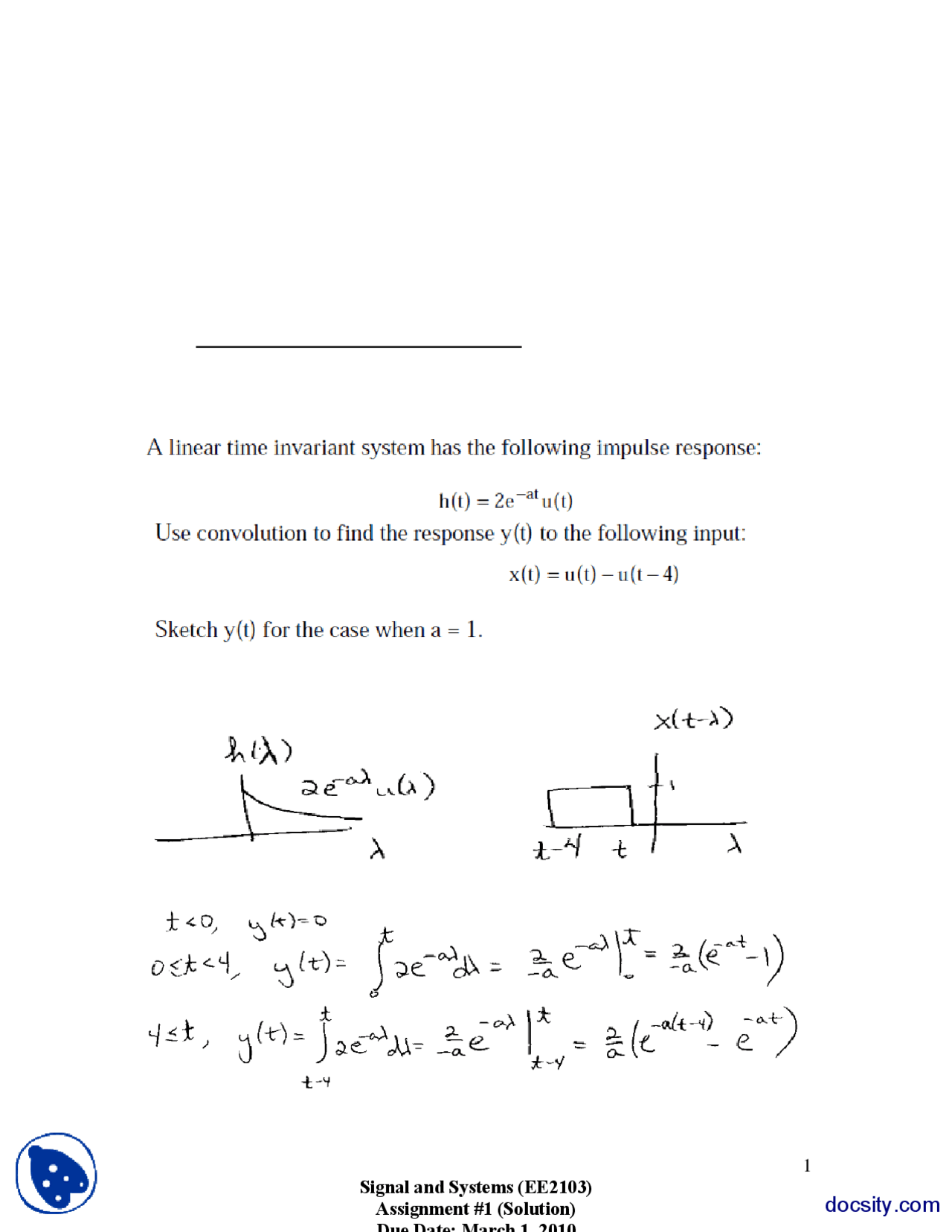 Lti Systems Signals And Systems Solved Assignment Exercises Signals