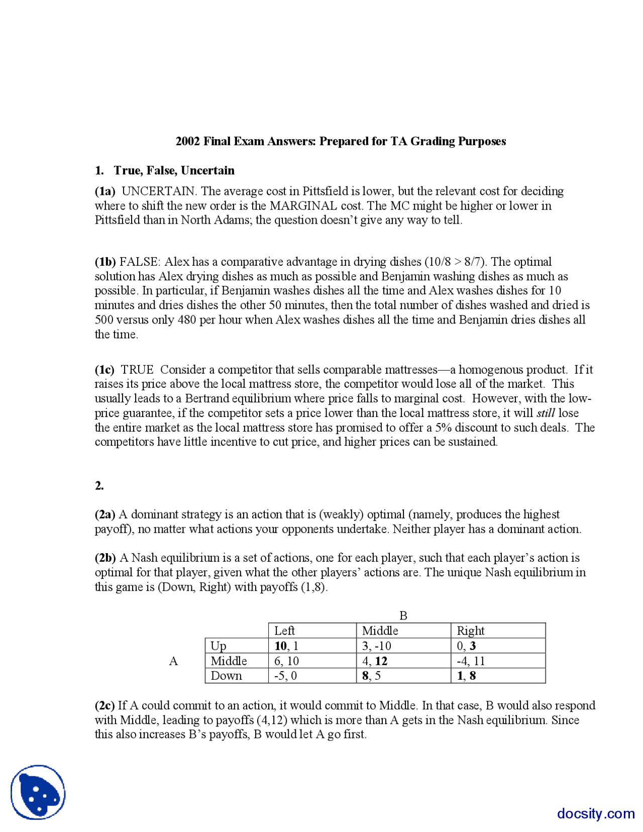 Final Exam Sample Part 4 Marketing Exam Paper Solution Docsity