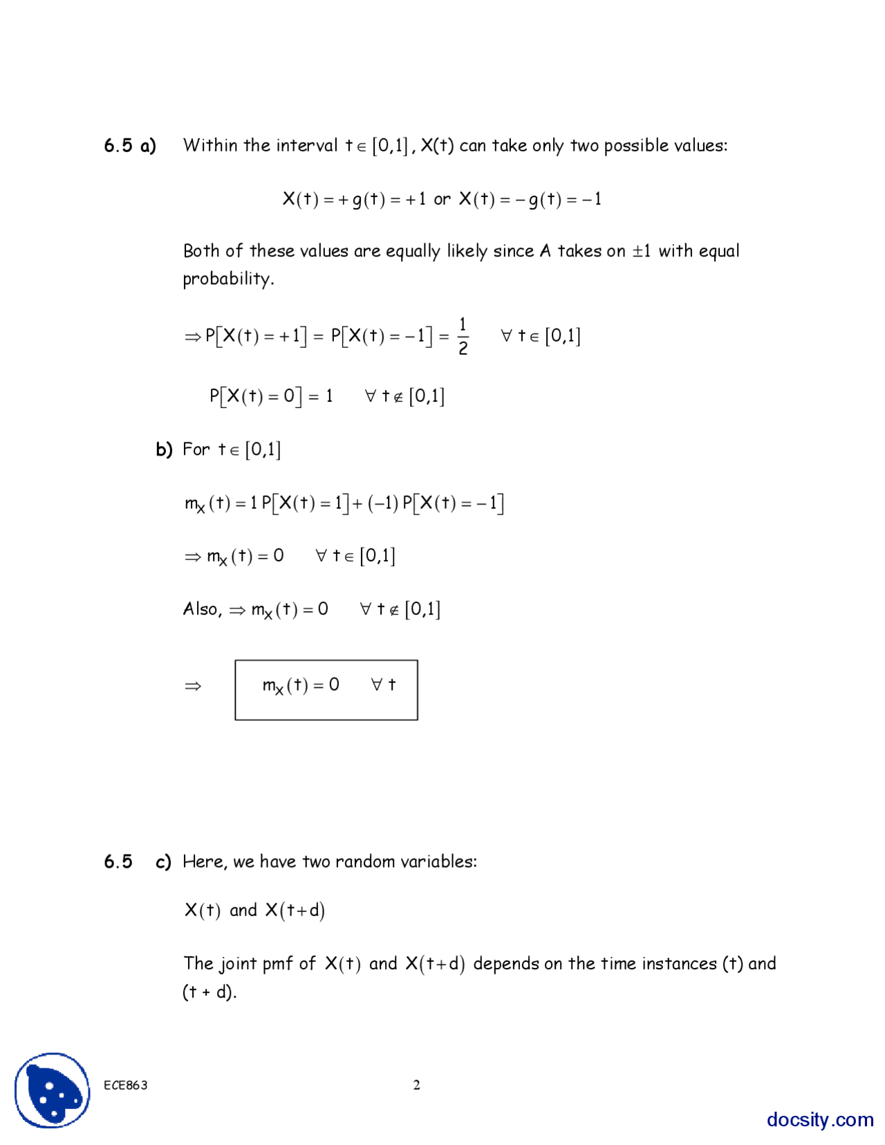 Two Random Variables-Probability-Assignment Solution - Docsity