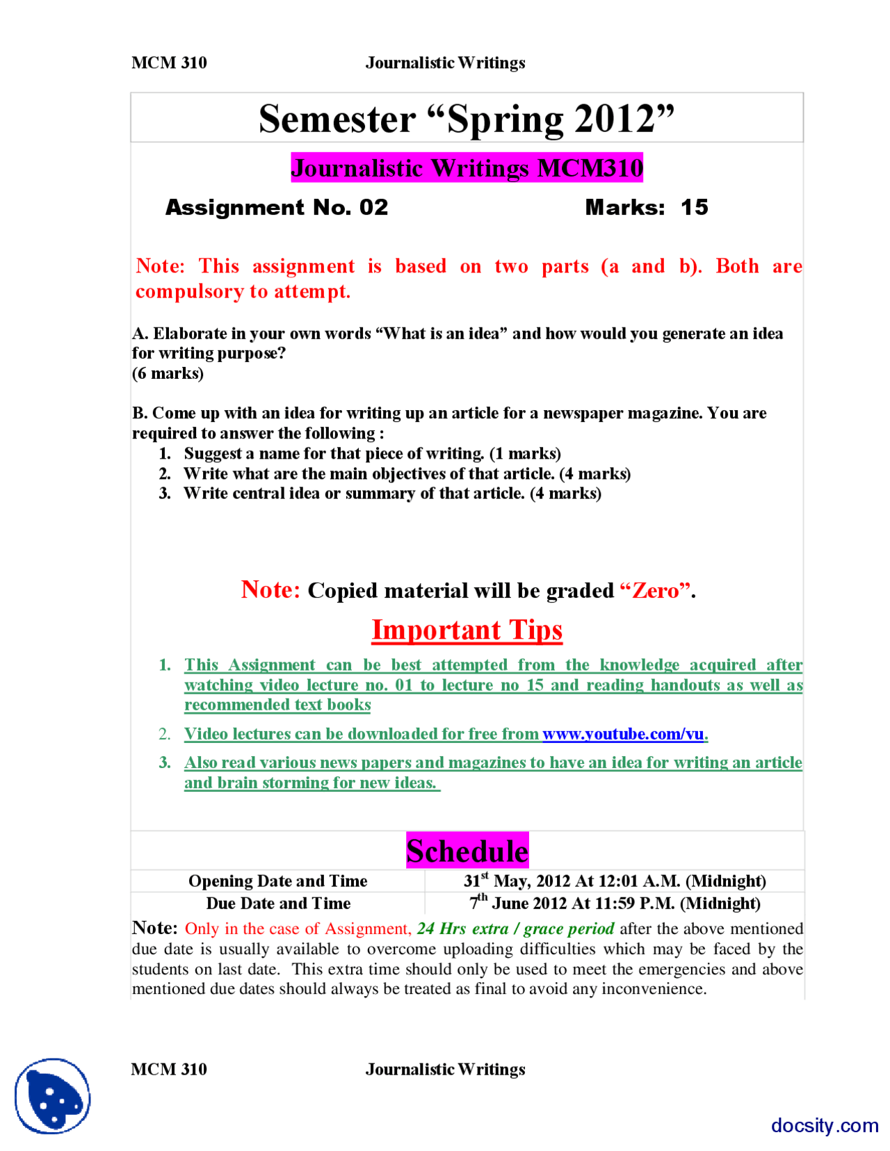 The Process Of Writing Part 2 Mass Communication Assignment Docsity