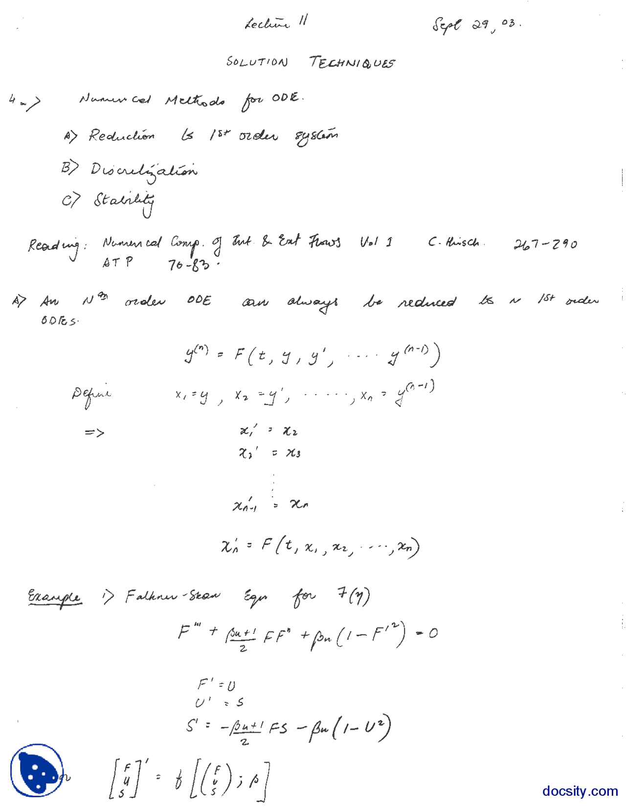 Sheer Layer Approximation Part 5 Fluids Dynamics Lecture Handout Docsity