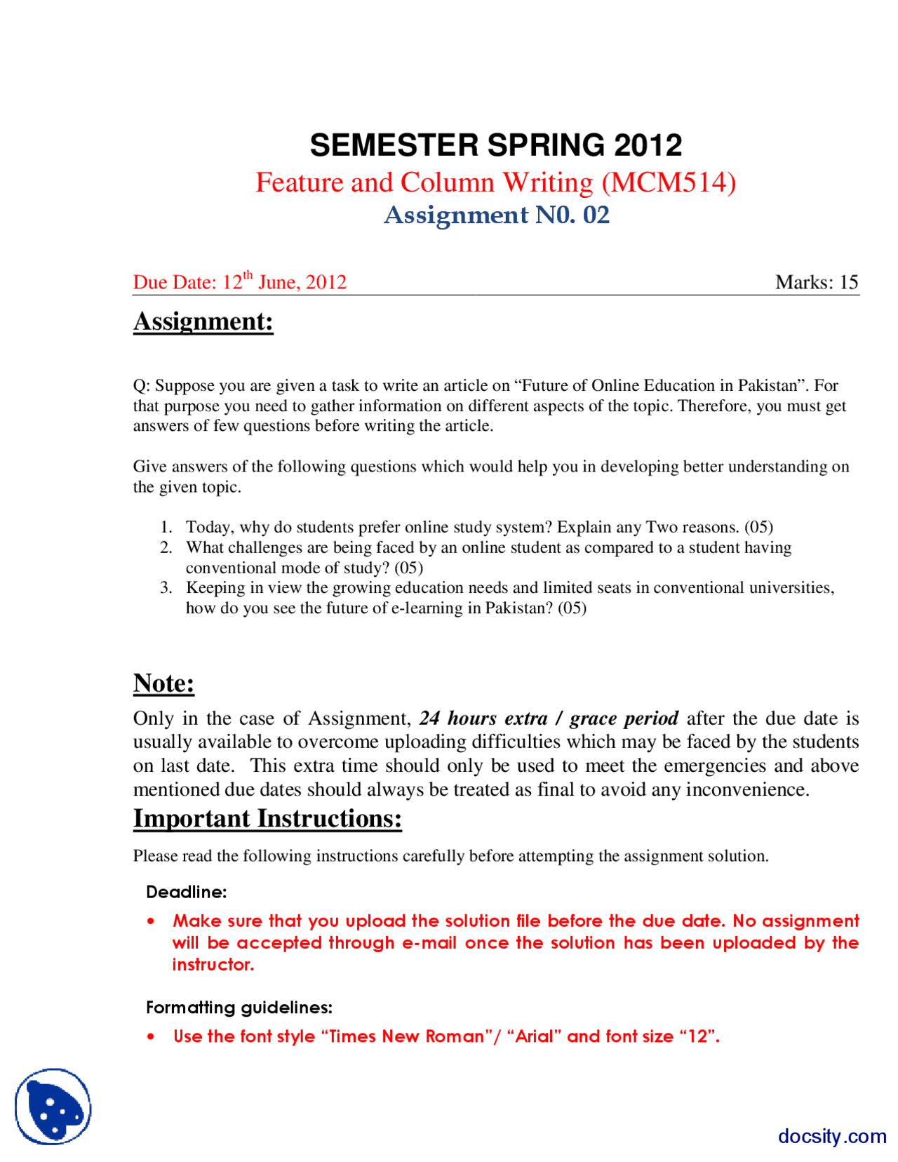 Achievements of Pakistani Youth Part 2-Mass Communication-Assignment - Docsity