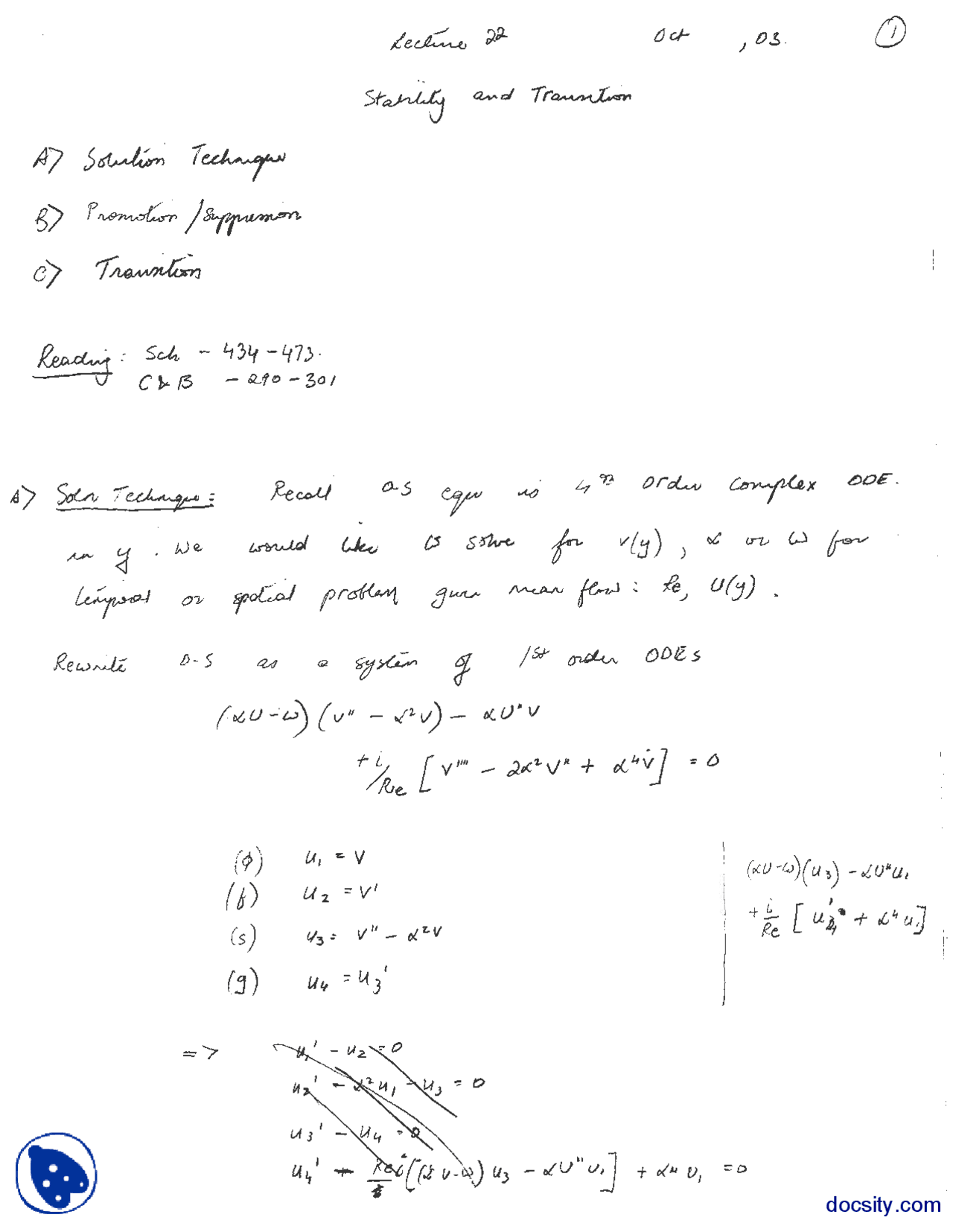Stability and Transition Part 4-Fluids Dynamics-Lecture Handout - Docsity