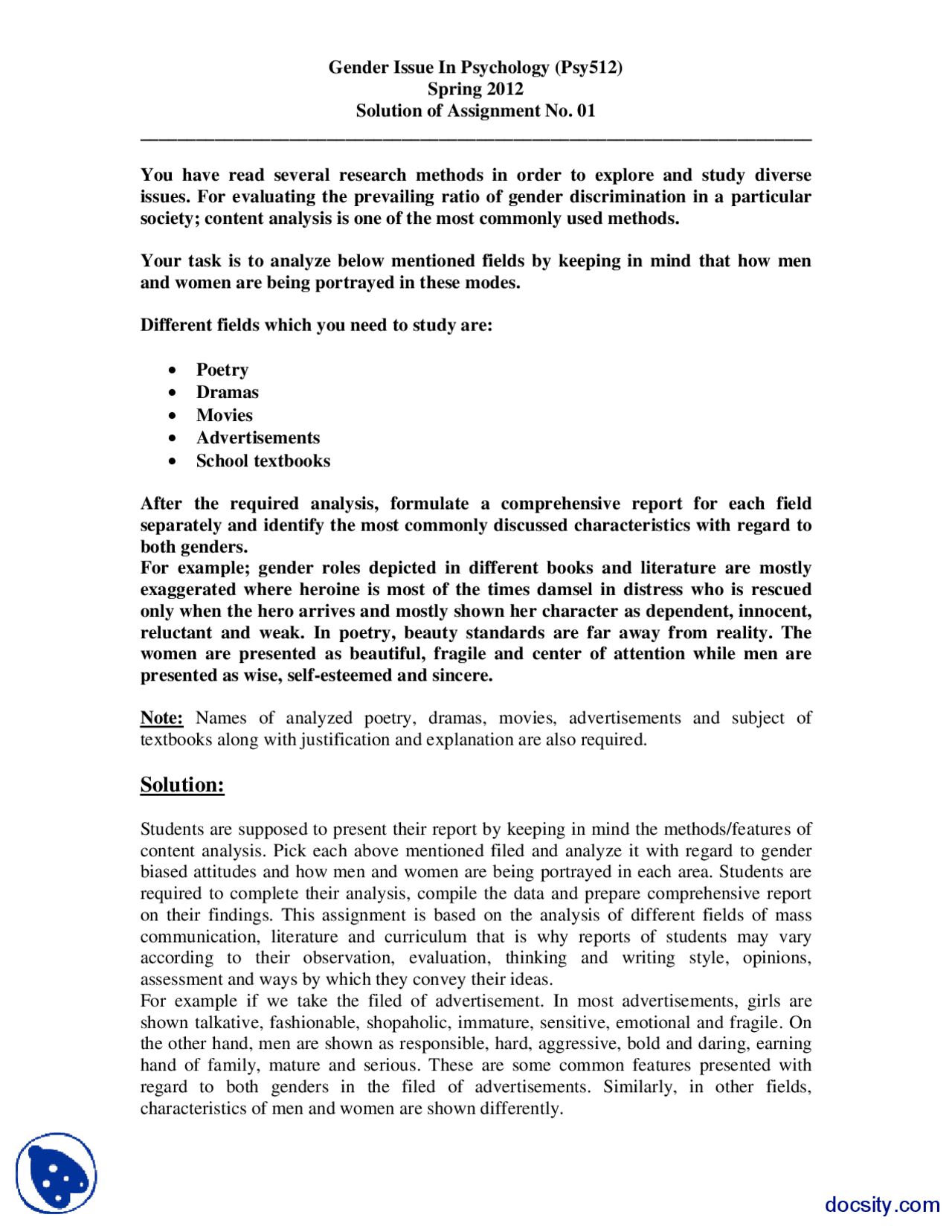 Resarch Methods Part 1 Psychology Assignment Solution Docsity