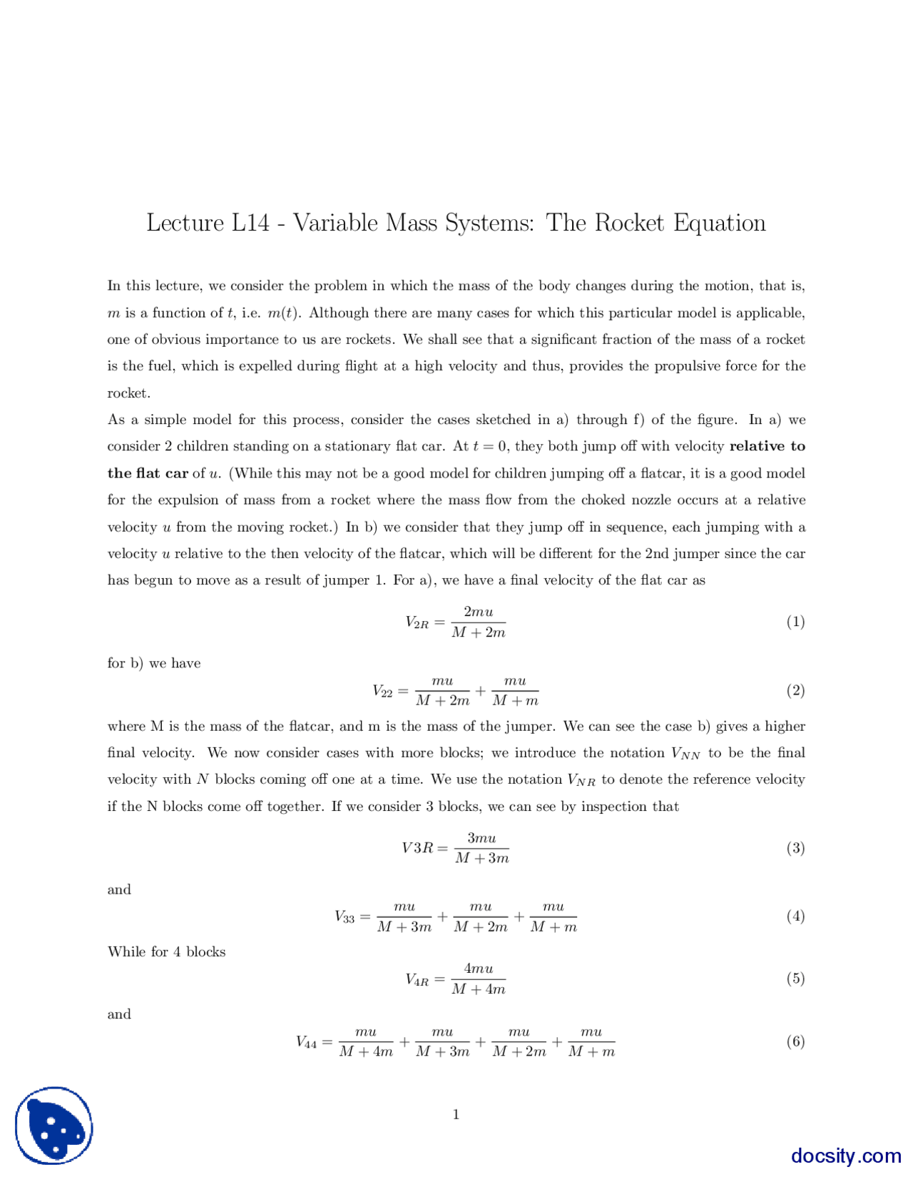 Variable Mass Systems The Rocket Equation-Classical Mechanics-Lecture ...