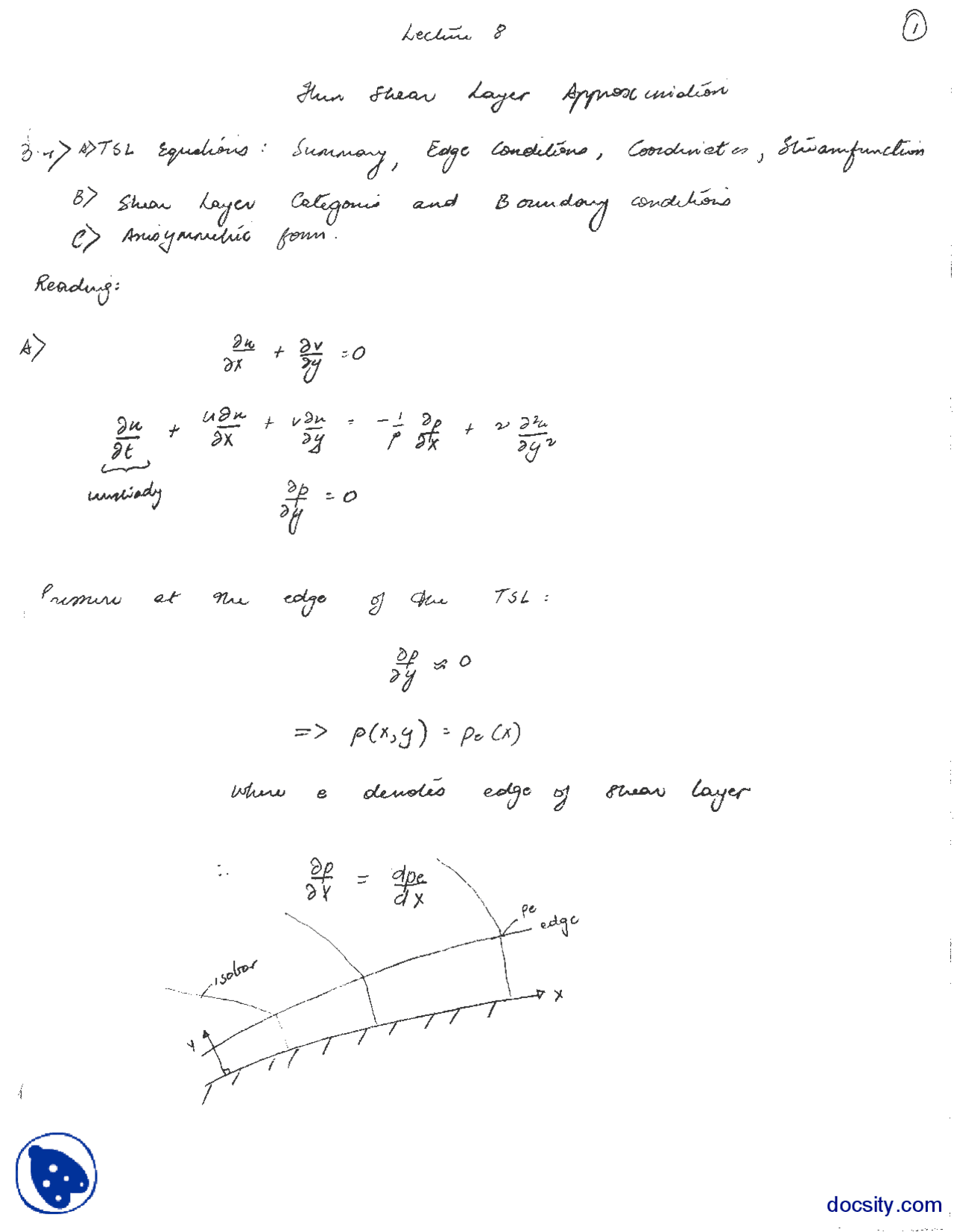Sheer Layer Approximation Part 2 Basic Fluids Dynamics Lecture Handout