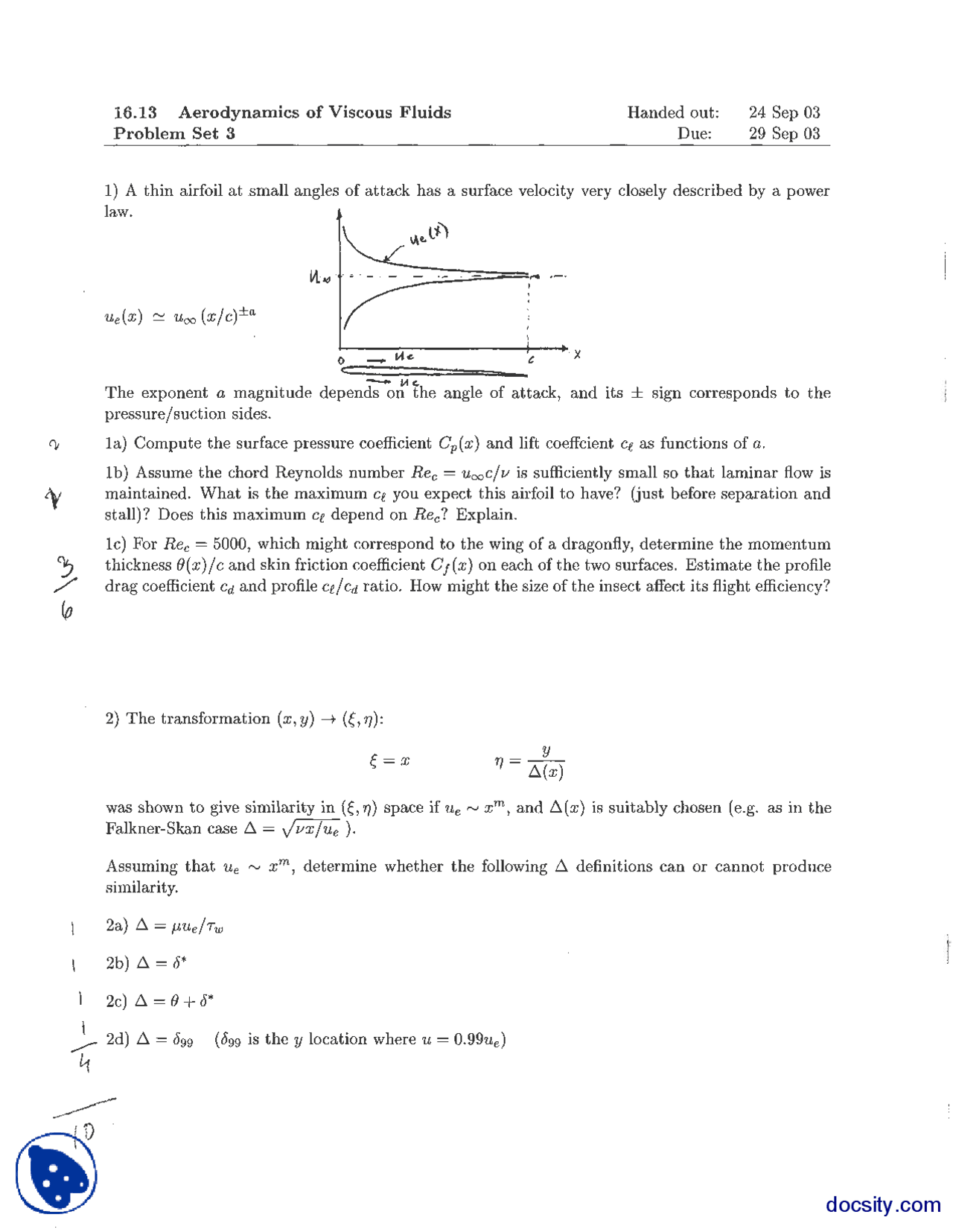 Airfoil Fluids Dynamics Assignment Docsity