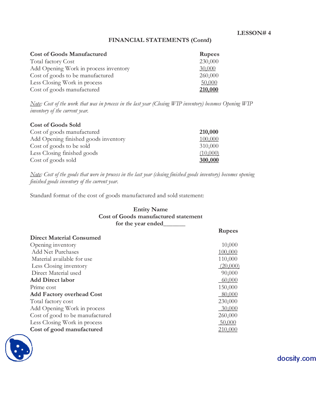 Financial Statements Lec2 Accounting Lecture Notes Docsity