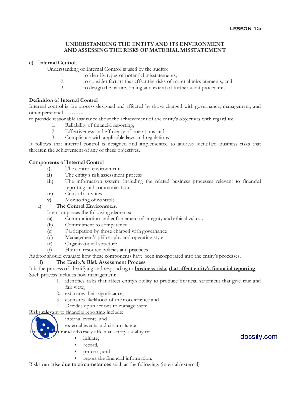 Understanding The Entity And Its Environment 5 Fundamentals Of Auditing