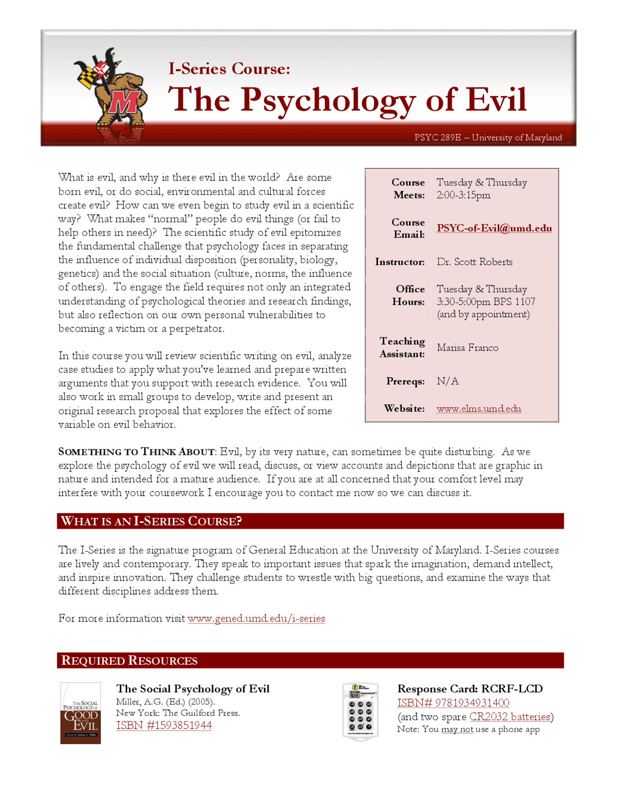 The Psychology of Evil - Study Materials | PSYC 289E | Lecture notes ...