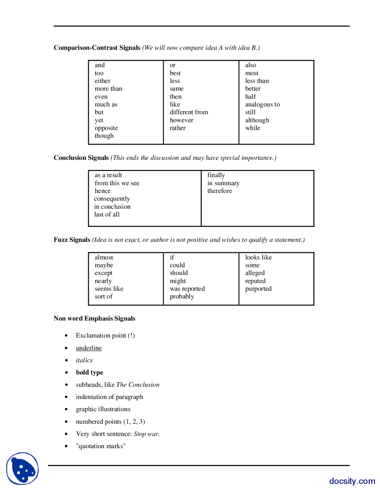 Part 21, Signal Words Continued, Expository Writing-Elementary English ...