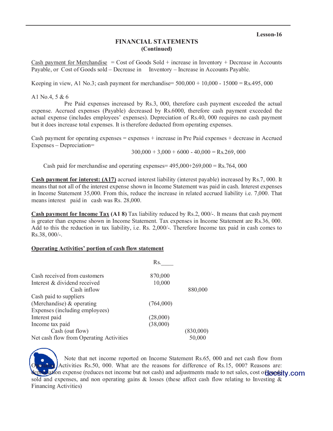 Financial Statements 5 Finacial Statment Analysis Lecture Notes Docsity