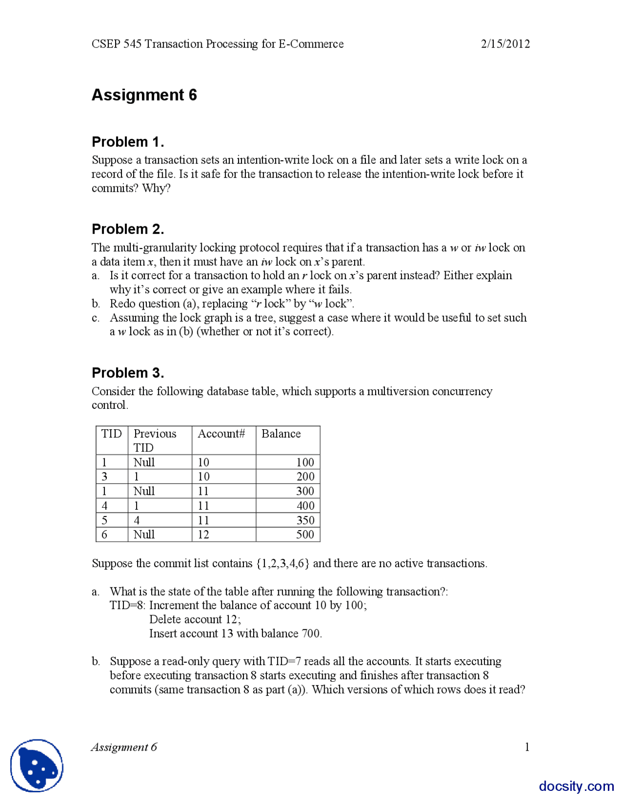 Multi Granularity Locking Protocol, Multi Version Concurrency-Transaction Processing For E ...