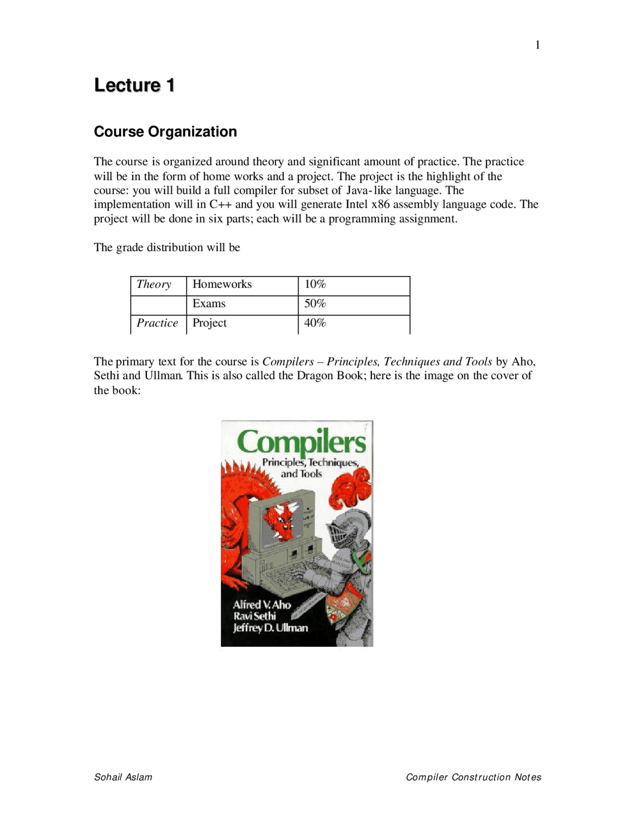 Introduction And Basic Concepts Compiler Construction Lecture Notes Docsity