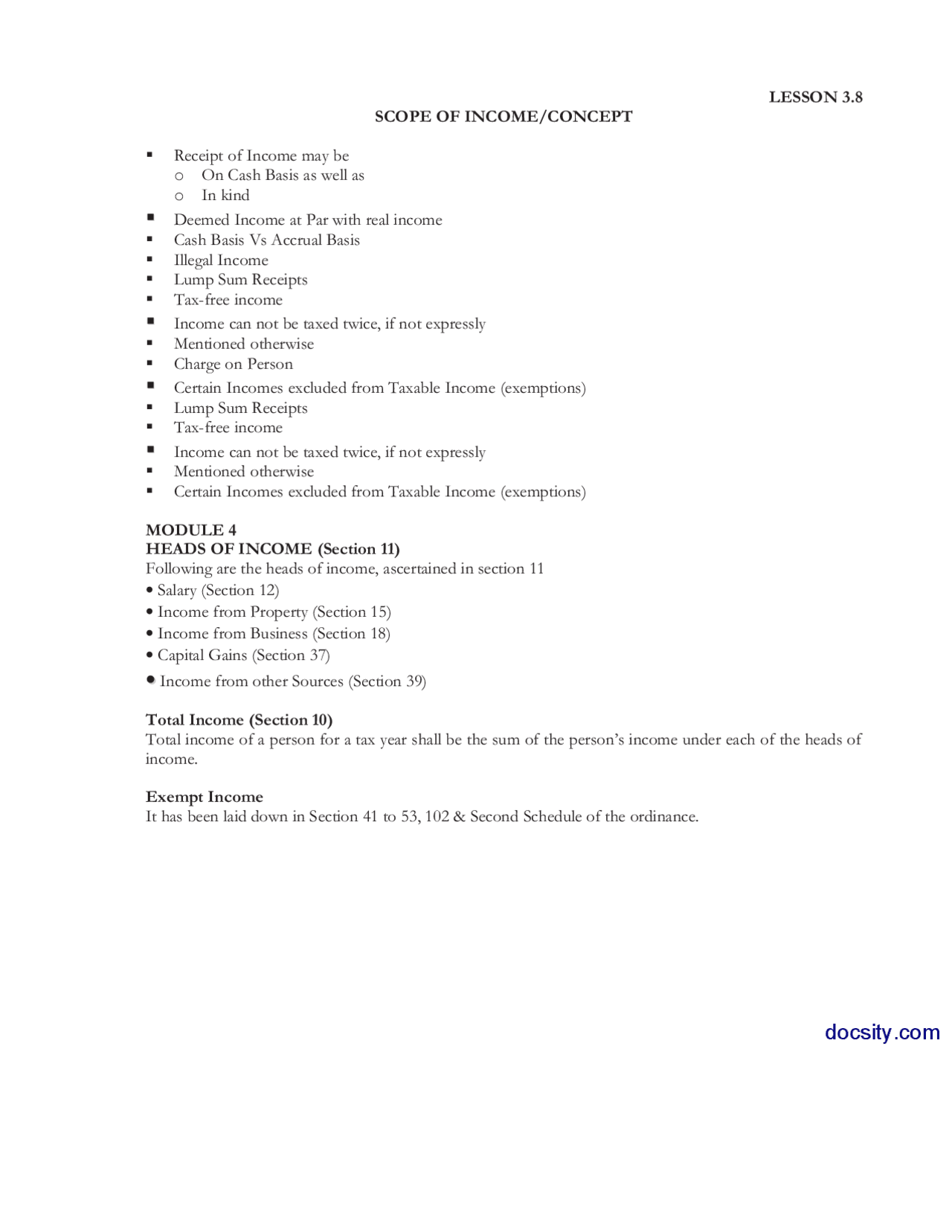 Scope Of Income-Taxation Managment-Lecture Notes - Docsity