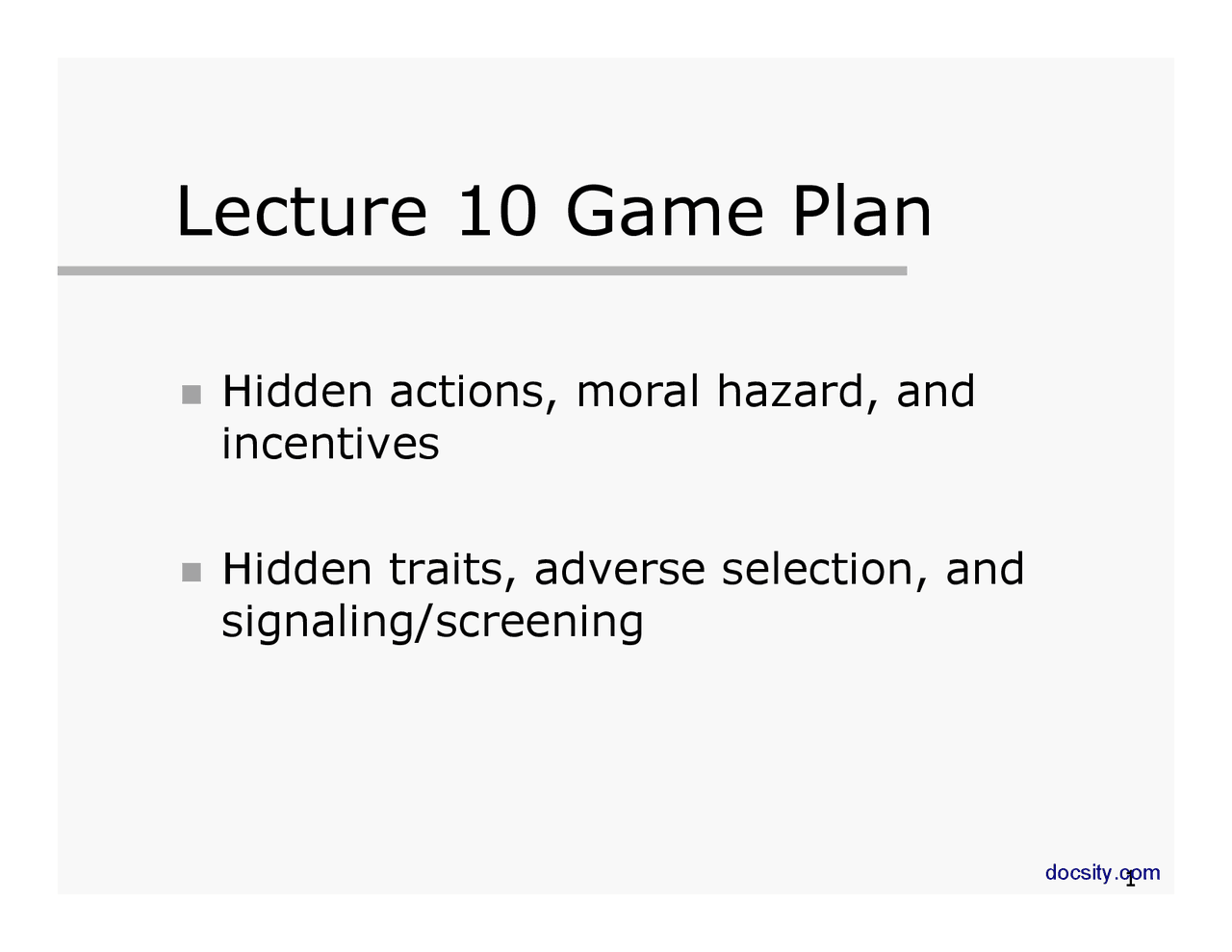 Hidden Actions Moral Hazard And Incentives-Game Theory For Managers ...