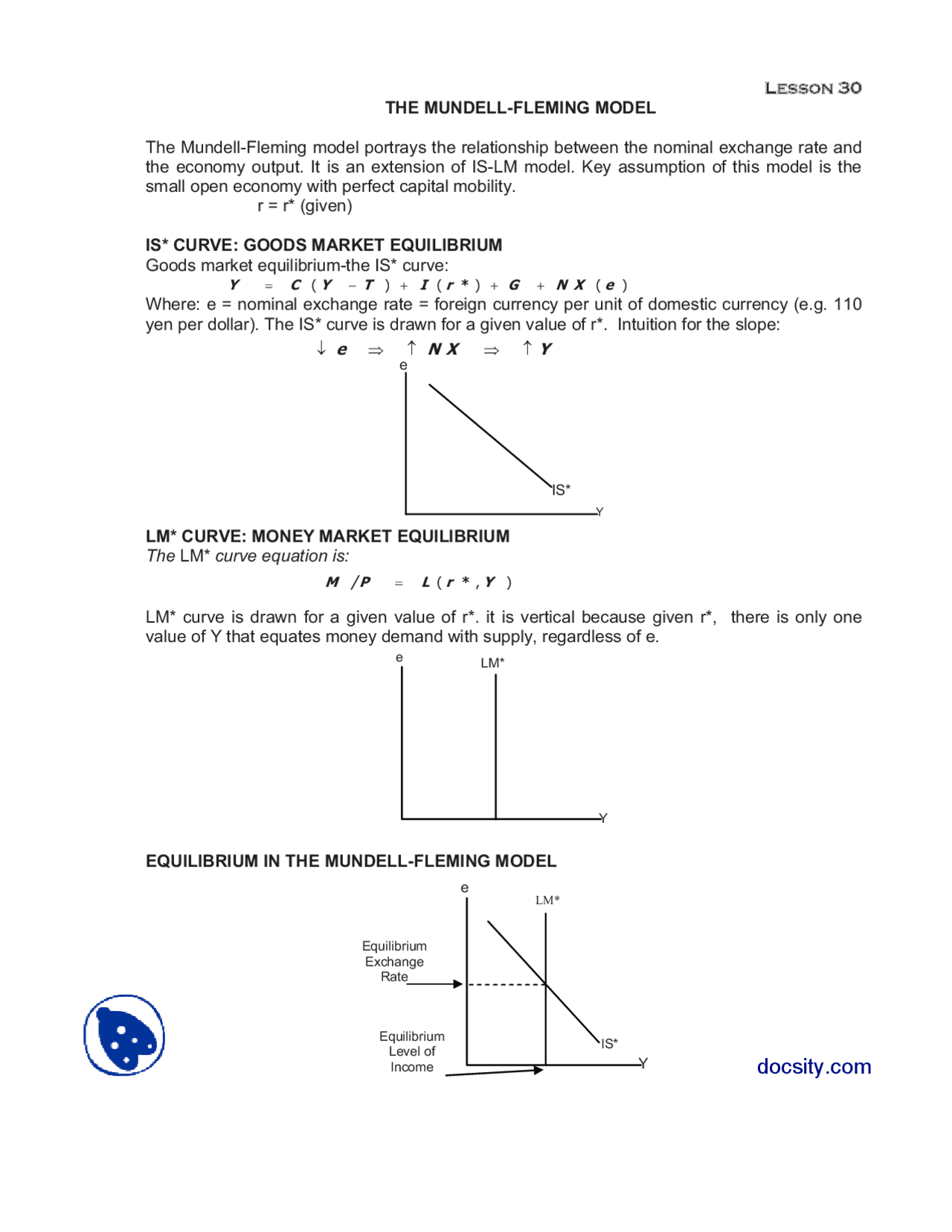 The Mundell Fleming Model-Macroeconomics-Lecture Notes | Study notes ...