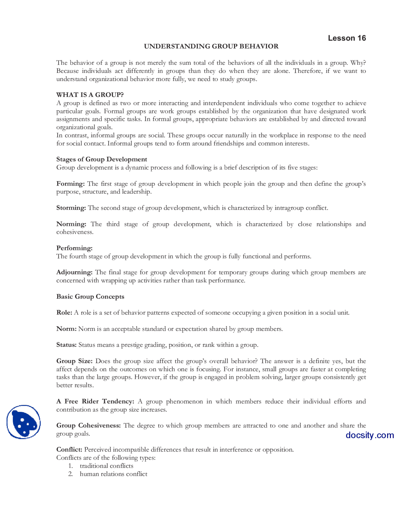 Understanding Group Behavior-Human Resource Managment-Lecture Notes ...