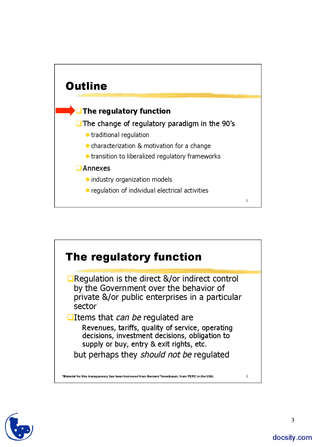 The Regulatory Function Eng Economics And Power Distribution Lecture