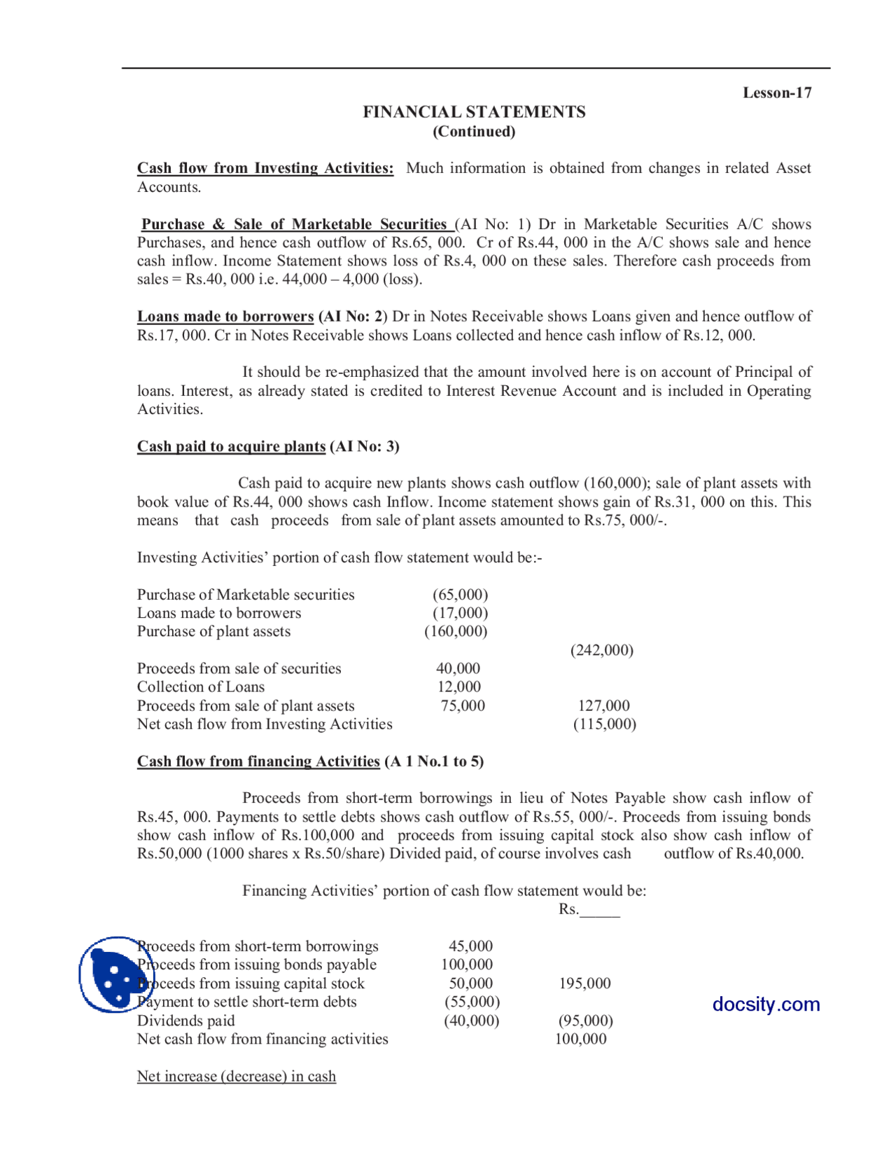 Financial Statements 6 Finacial Statment Analysis Lecture Notes Docsity