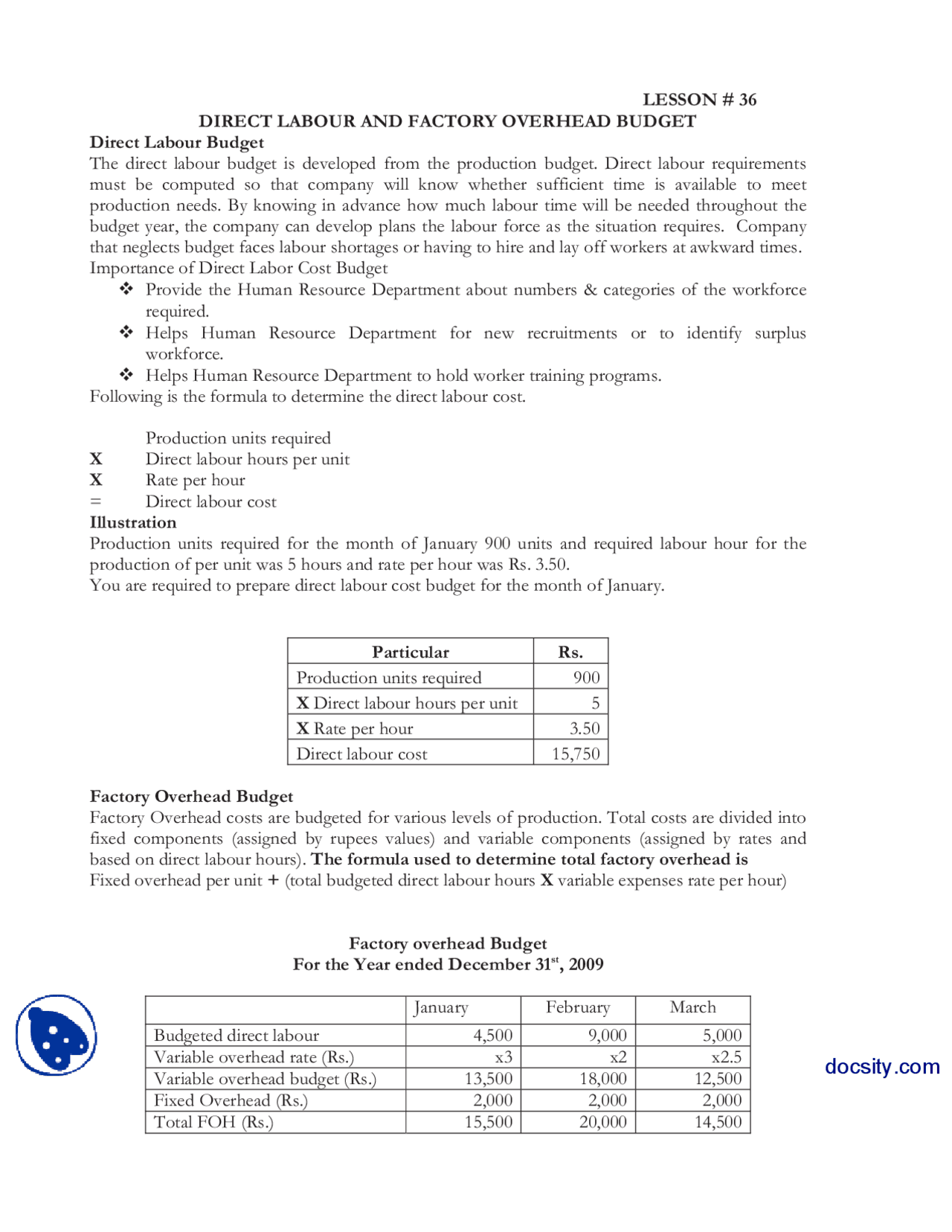 Direct Labour And Factory Overhead Budget-Accounting-Lecture Notes ...