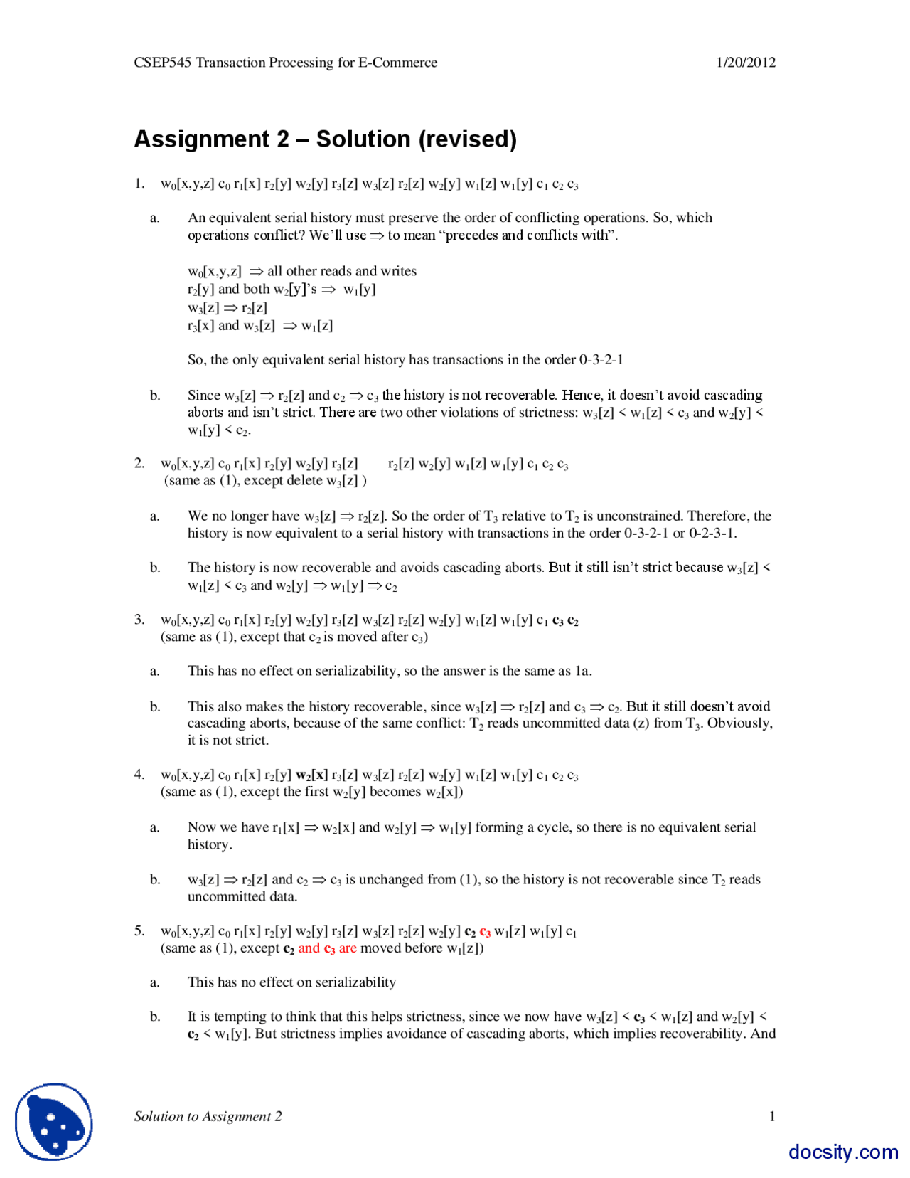 Tpcc And Tpce Revised-Transaction Processing For E Commerce-Assignment Solution - Docsity