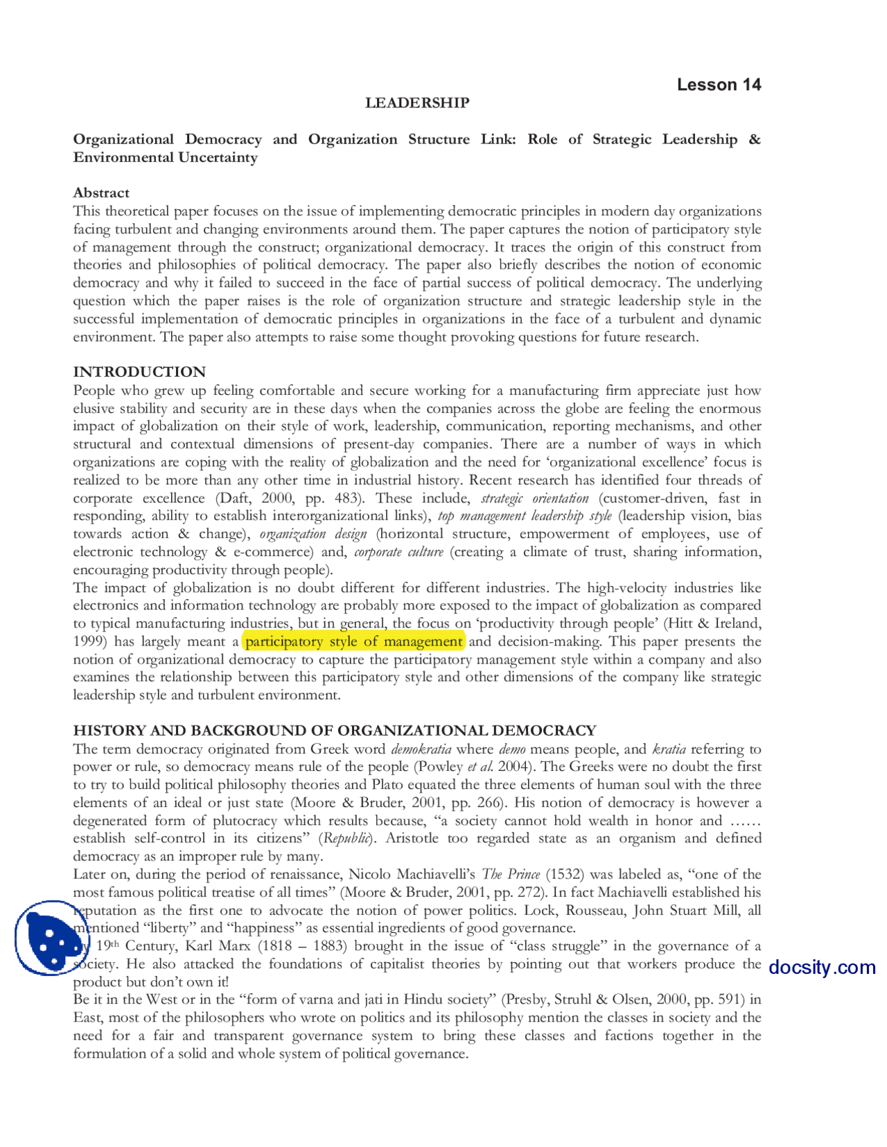 Leadership Lec1 Human Resource Managment Lecture Notes Docsity