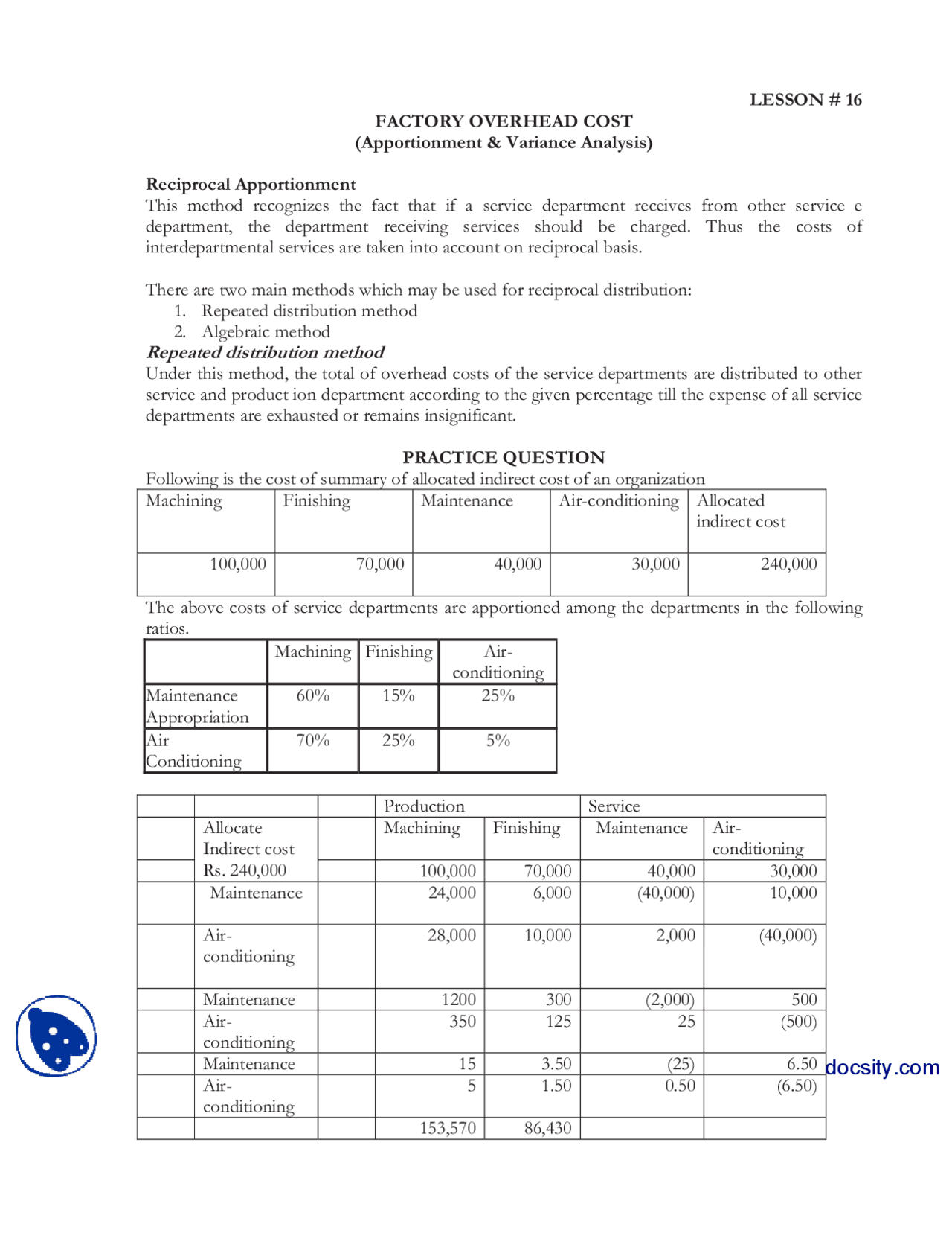 Factory Overhead Cost Apportionment And Variance Analysis Lec2 ...