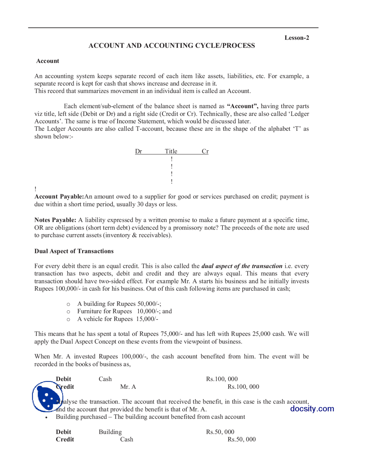 Account And Accounting Cycle Process Finacial Statment Analysis Lecture