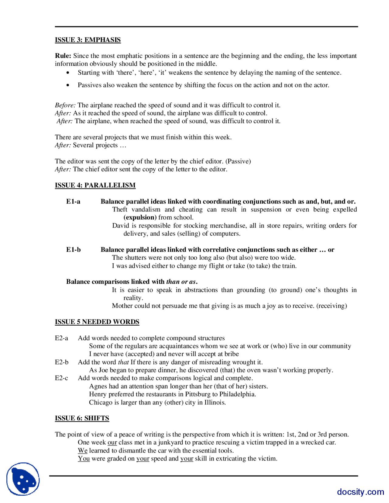 Part 15 Grammatical Issues 3 Emphasis Parallelism Elementary English