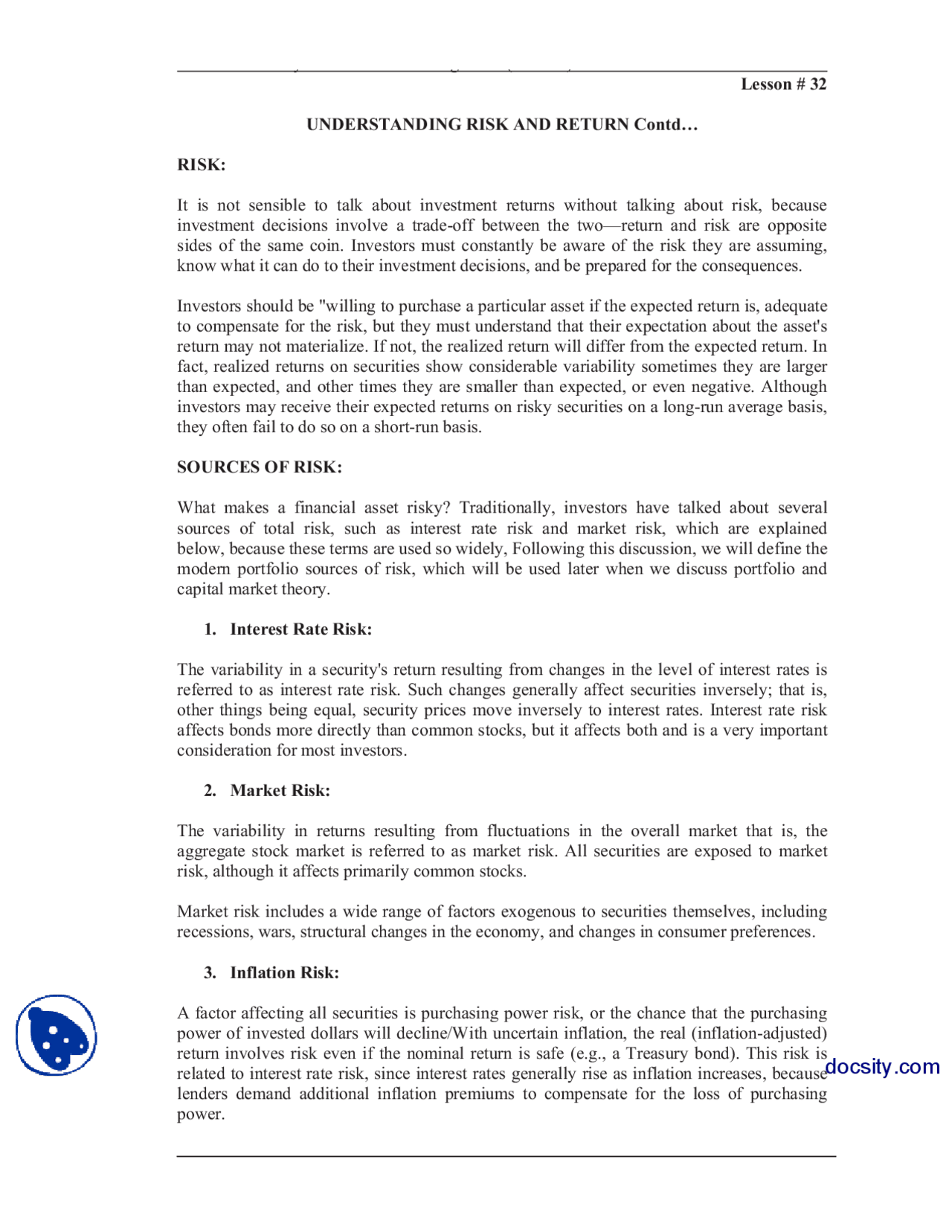 Understanding Risk And Return Lec2 Investment Managment And Portfolio