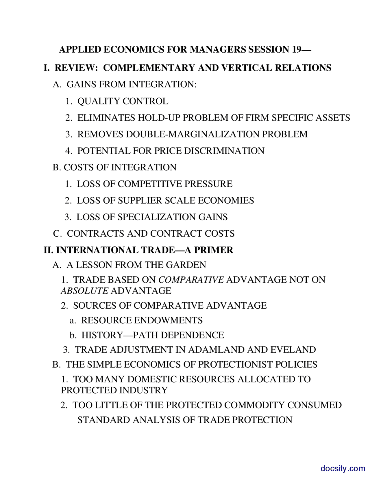 Complementary And Vertical Relations Appled Economics Lecture Notes