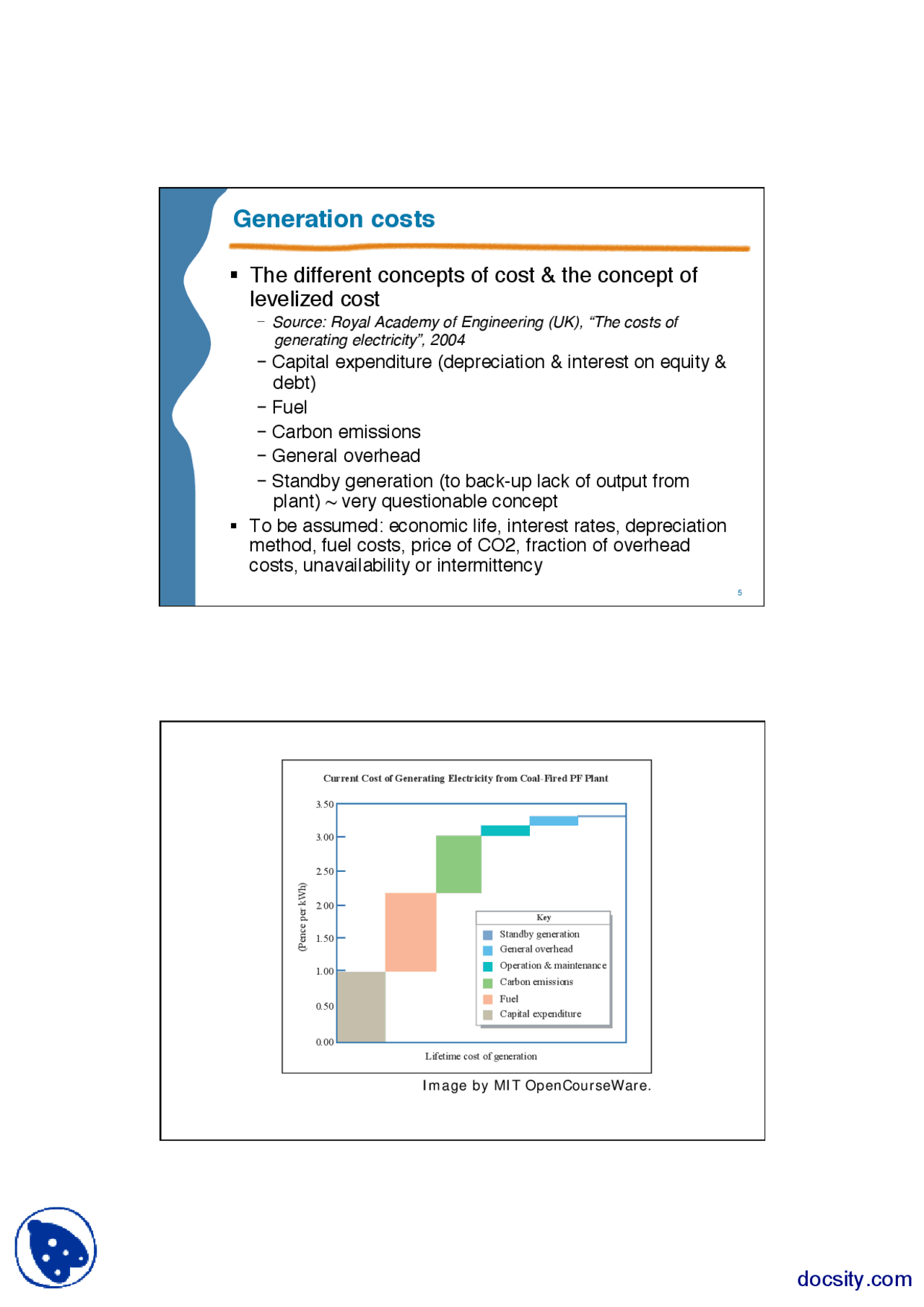 Generation Costs Eng Economics And Power Distribution Lecture Slides