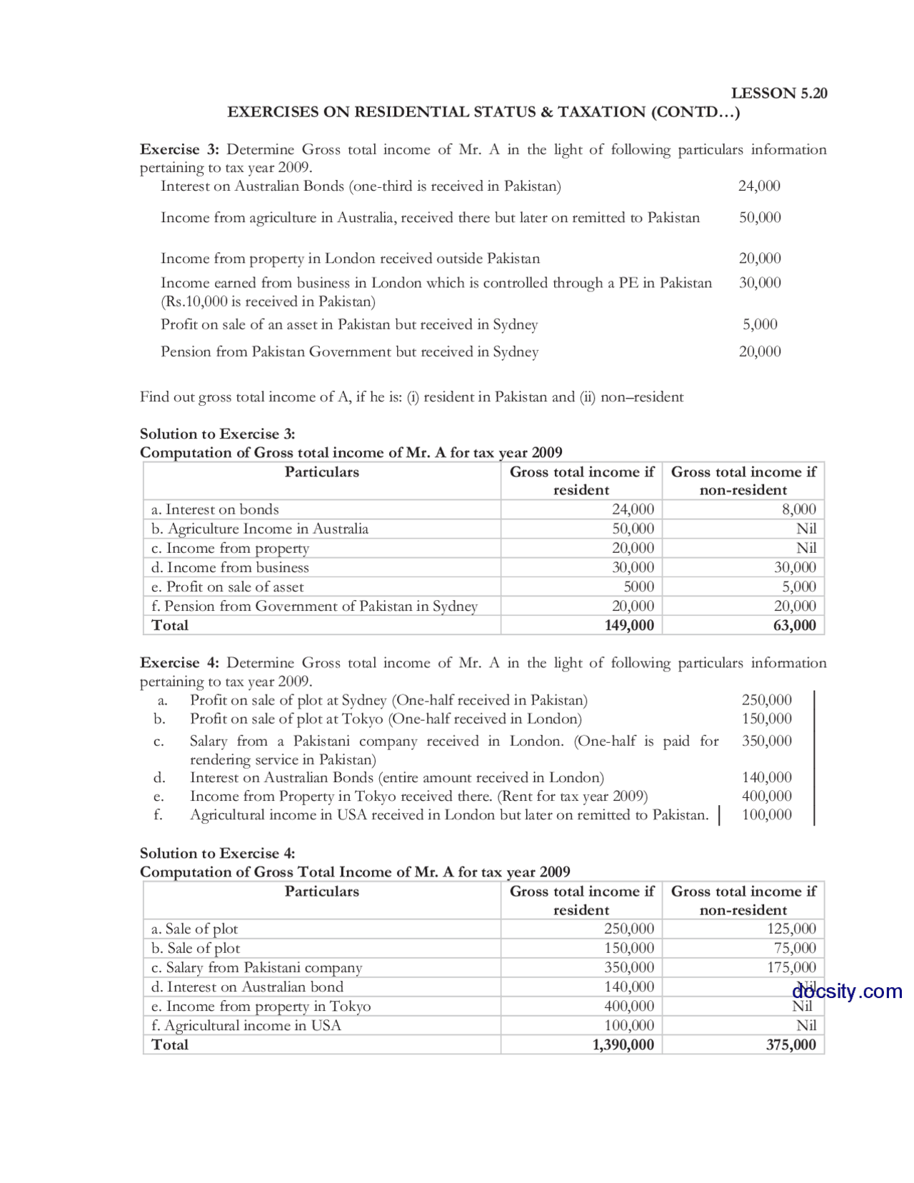 Exercises On Residential Status And Taxation Part2-Taxation Managment ...