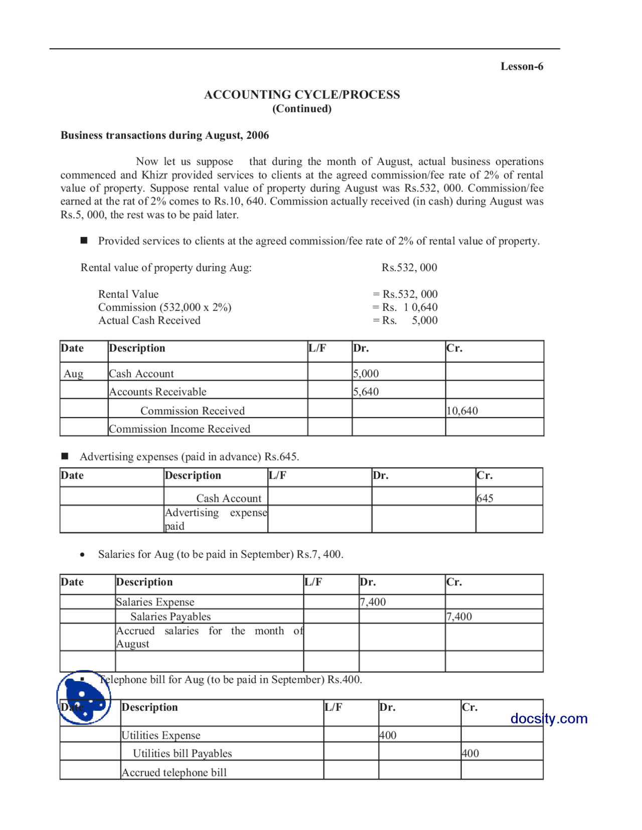 Accounting Cycle Process 4 Finacial Statment Analysis Lecture Notes