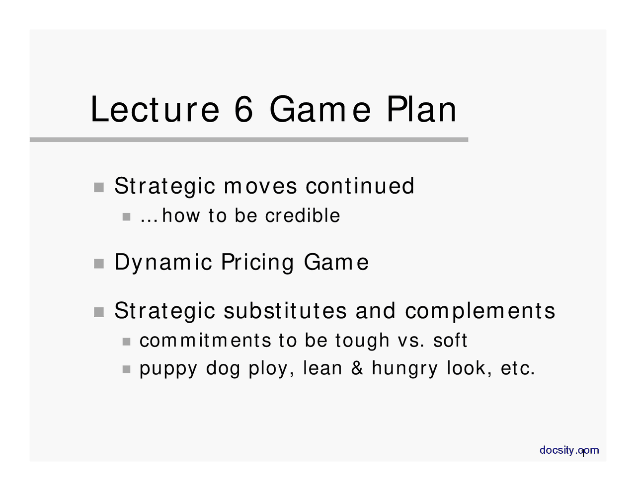 Dynamic Pricing Game Game Theory For Managers Lecture Slides Slides
