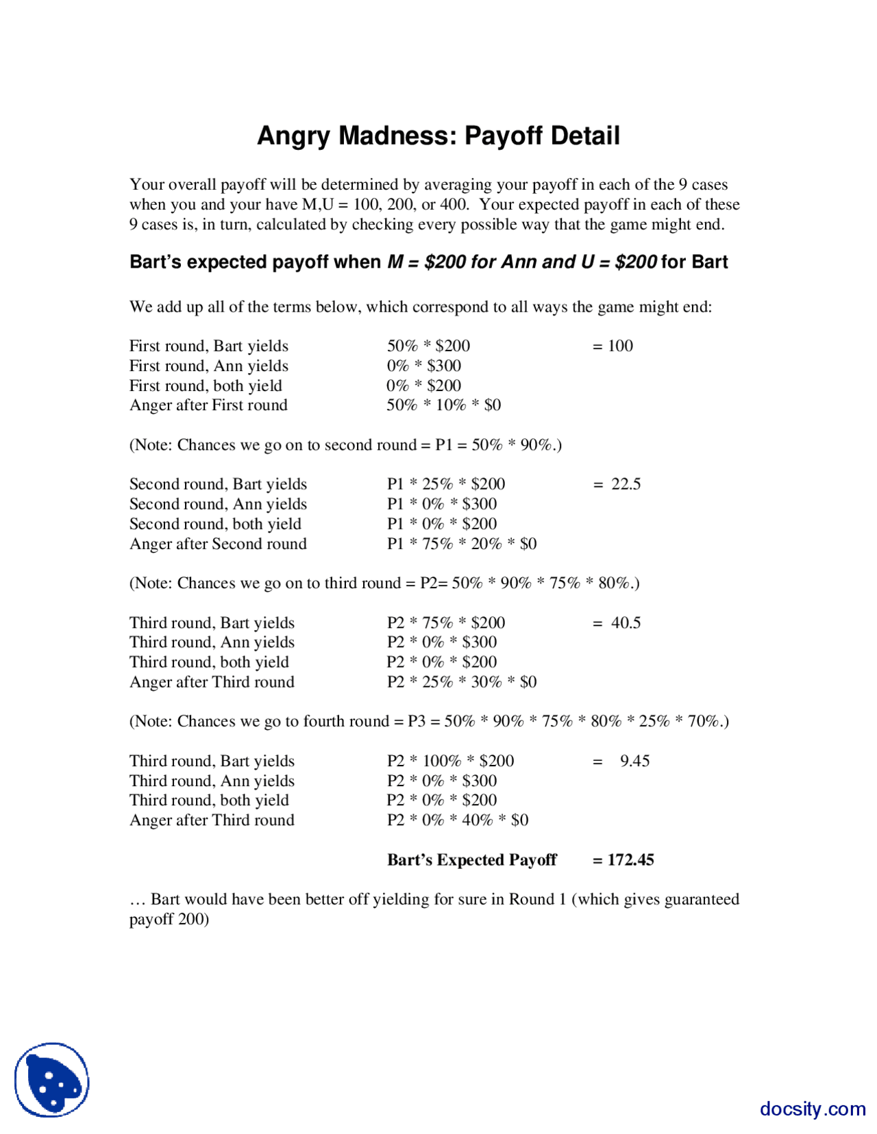 Angry Madness Payoff Detail Game Theory For Managers Handout Docsity