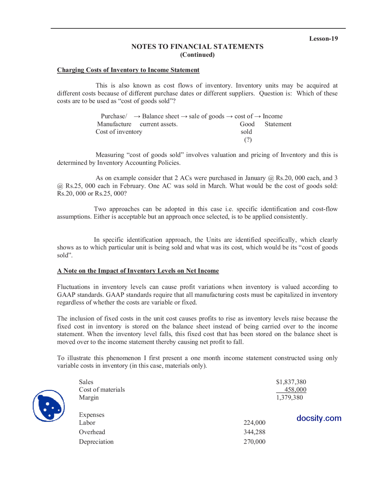 Notes To Financial Statements 2 Finacial Statment Analysis Lecture