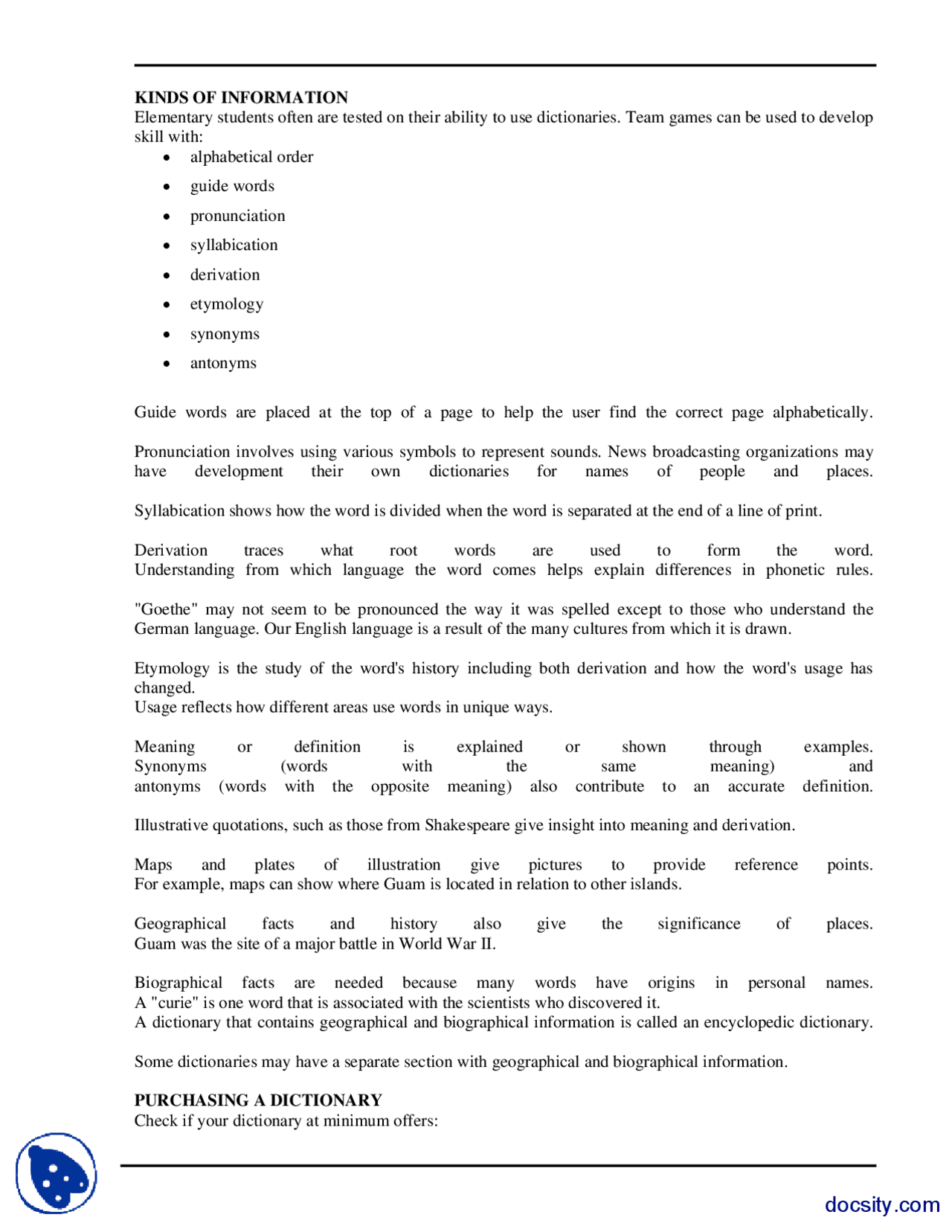 Part 8 Kinds Of Information Elementary English Writing Lecture Notes