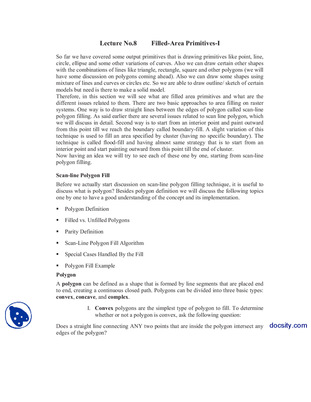 Filled-Area Primitives I-Computer Graphics-Lecture Notes | Study notes ...