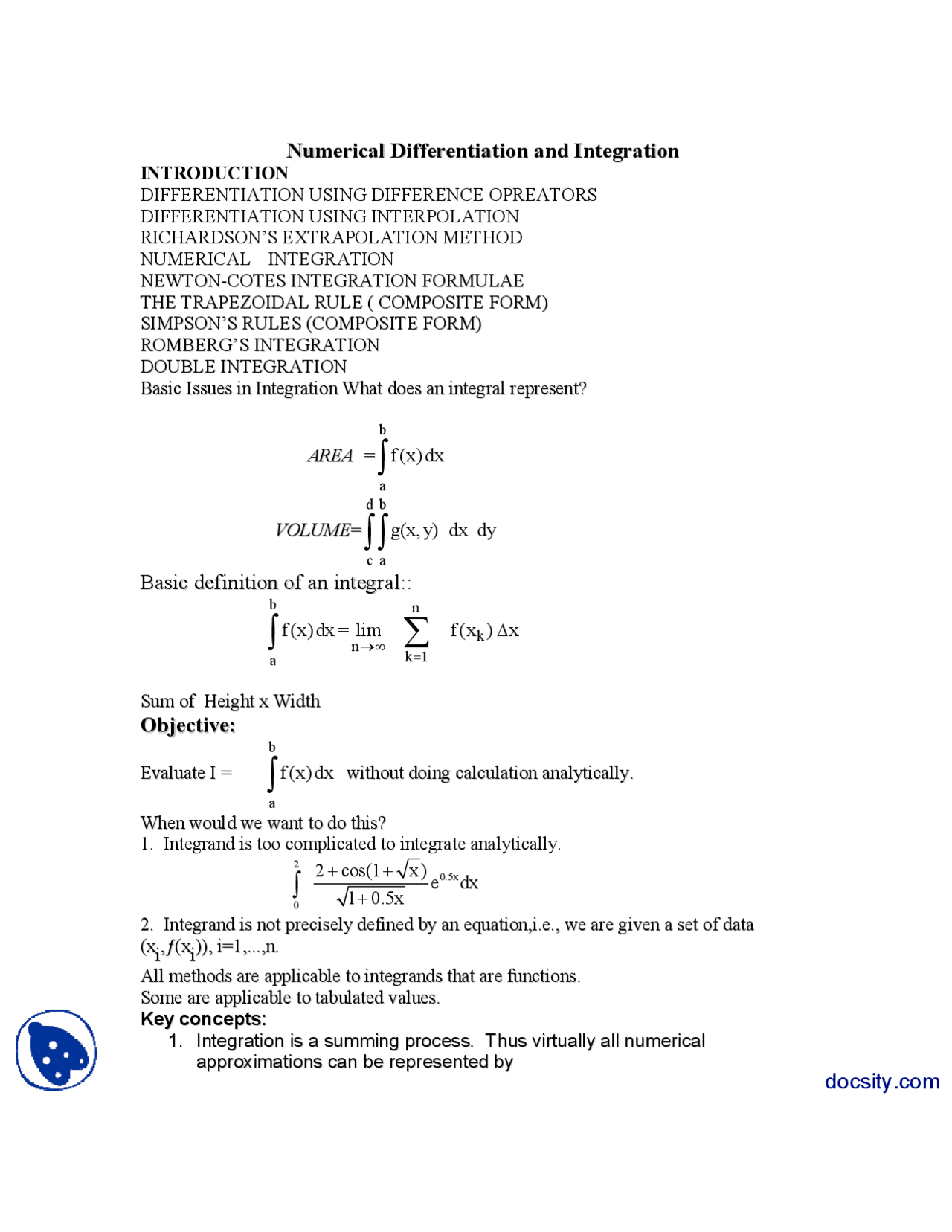Numerical Differentiation And Integration Numerical Analysis Lecture
